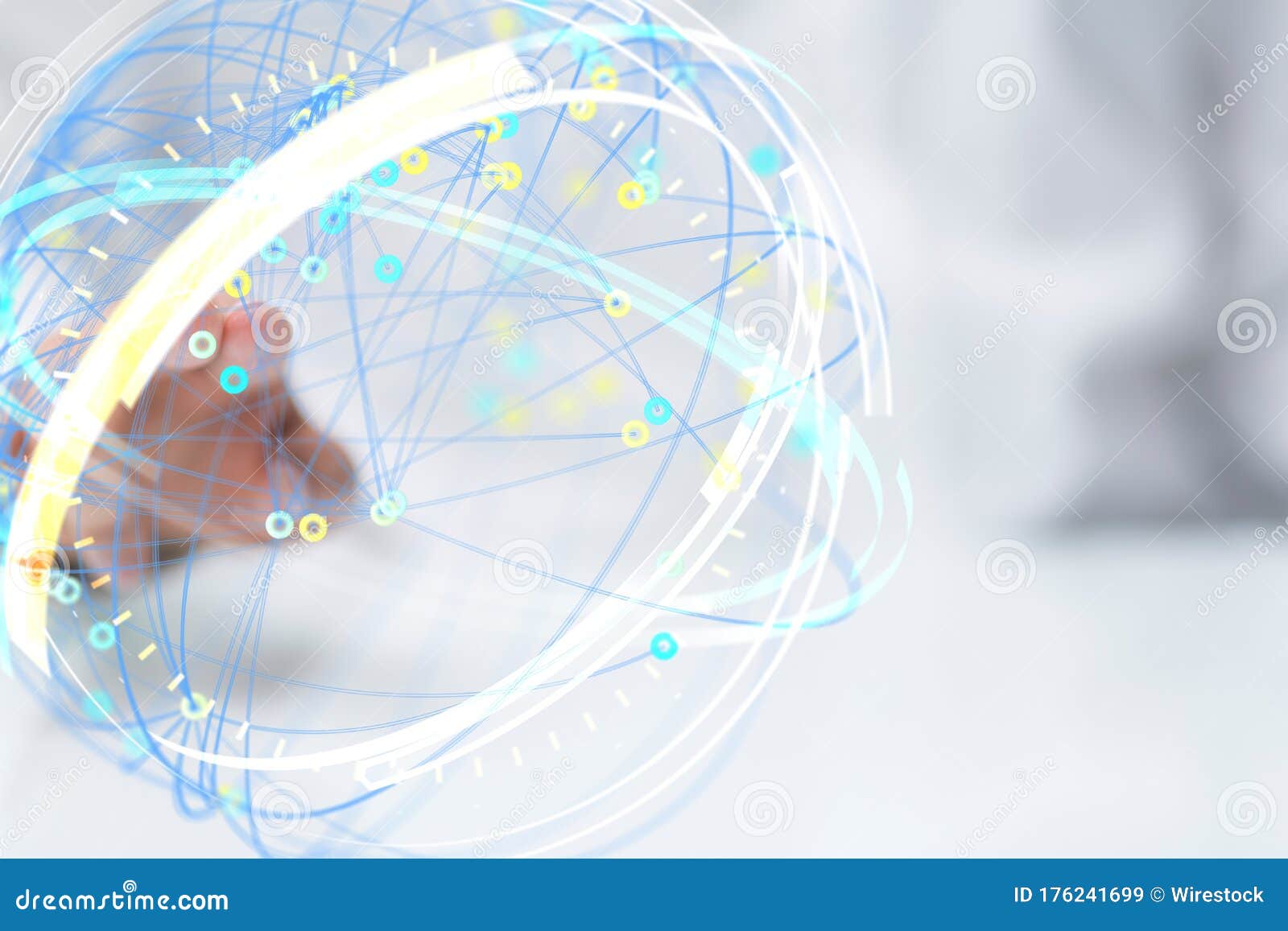 Person Presenting the Virtual Projection of Cyberspace Stock Image ...