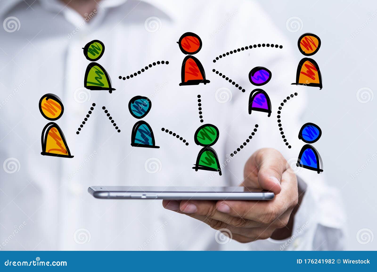 Person Presenting the Virtual Projection of a Group of People Stock ...