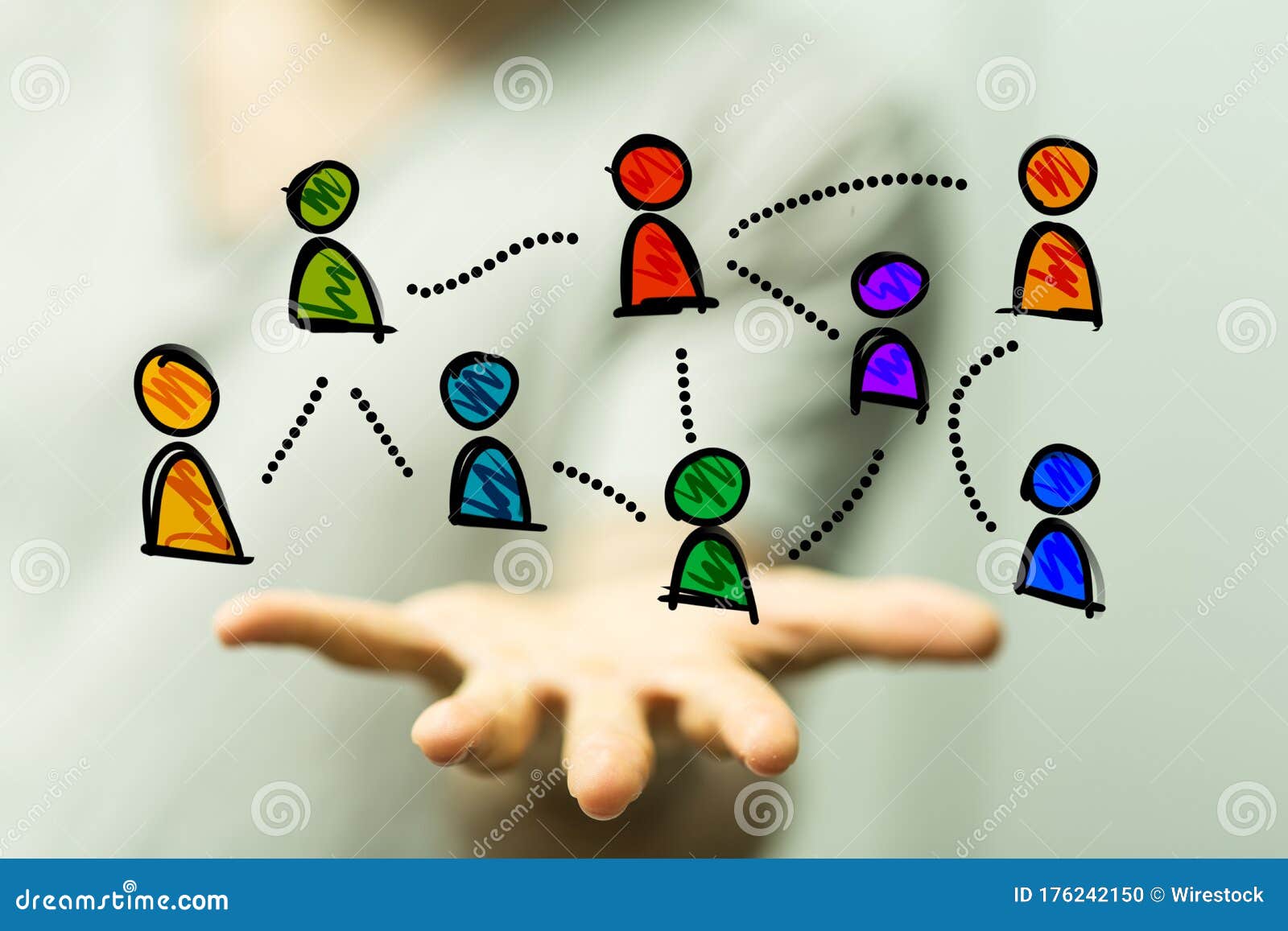 Person Presenting the Virtual Projection of a Group of People Stock ...