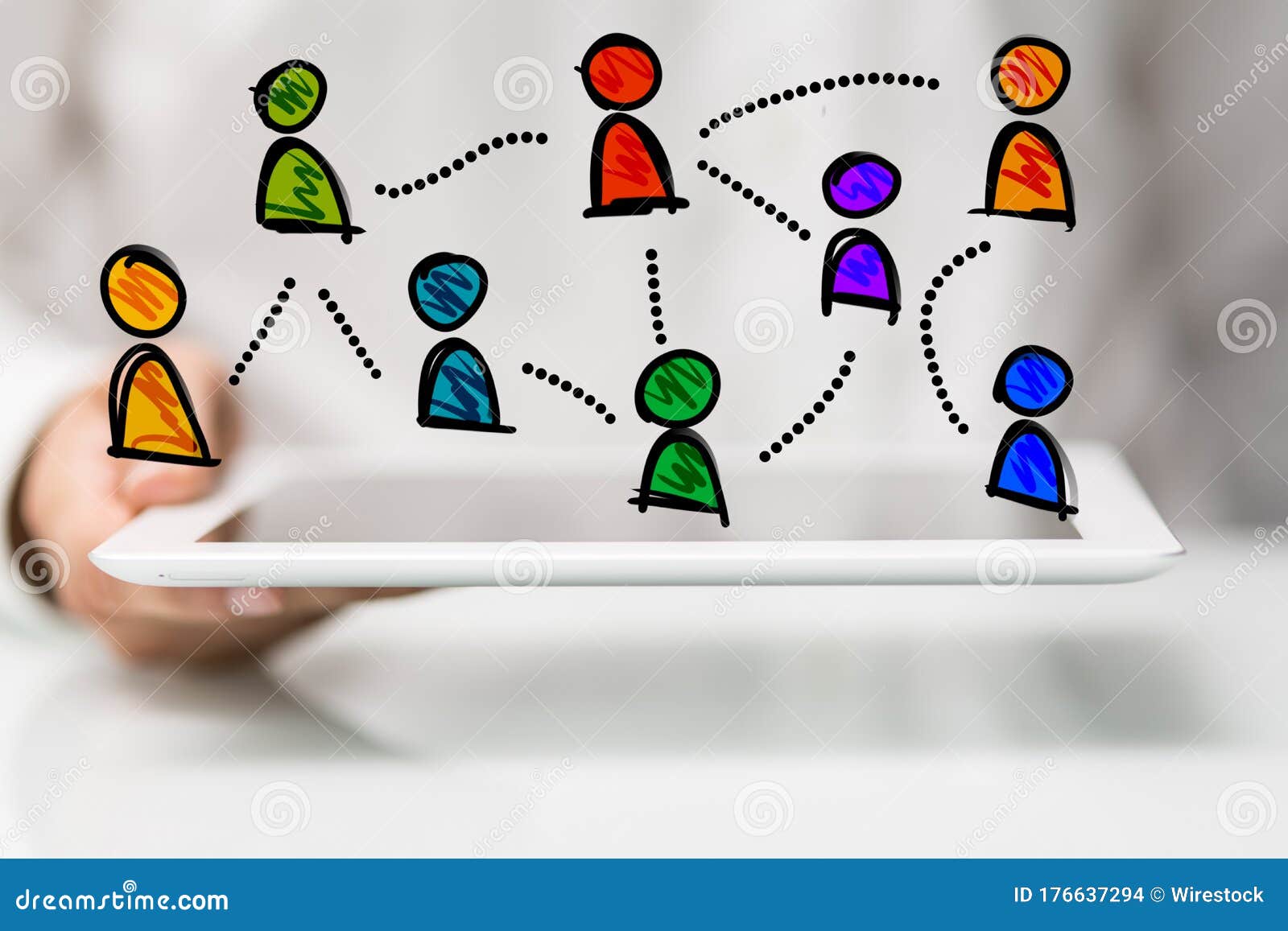 Person Presenting the Virtual Projection of a Group of People Stock ...