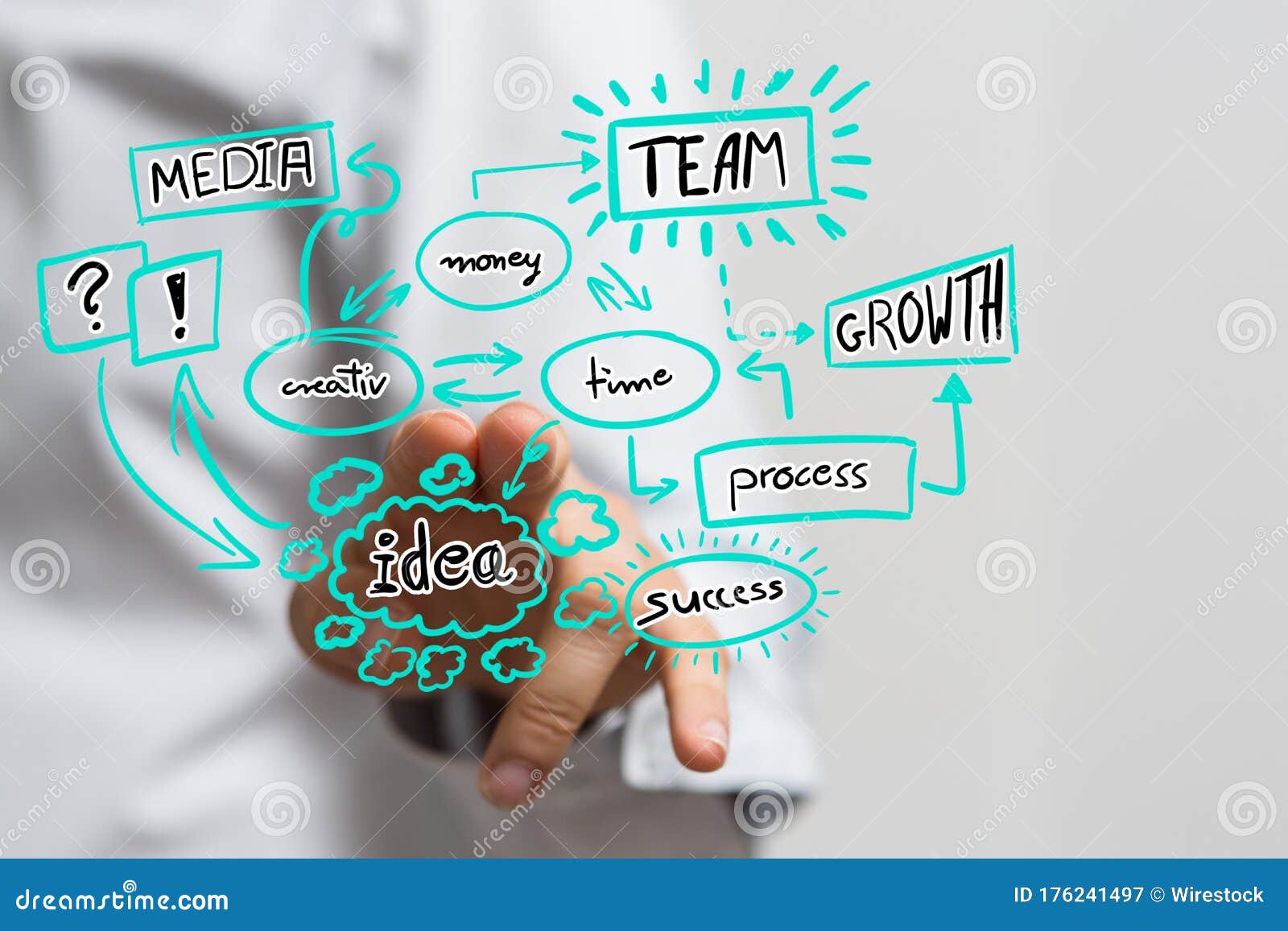 Person Presenting the Virtual Projection of a Teamwork Graph Stock ...