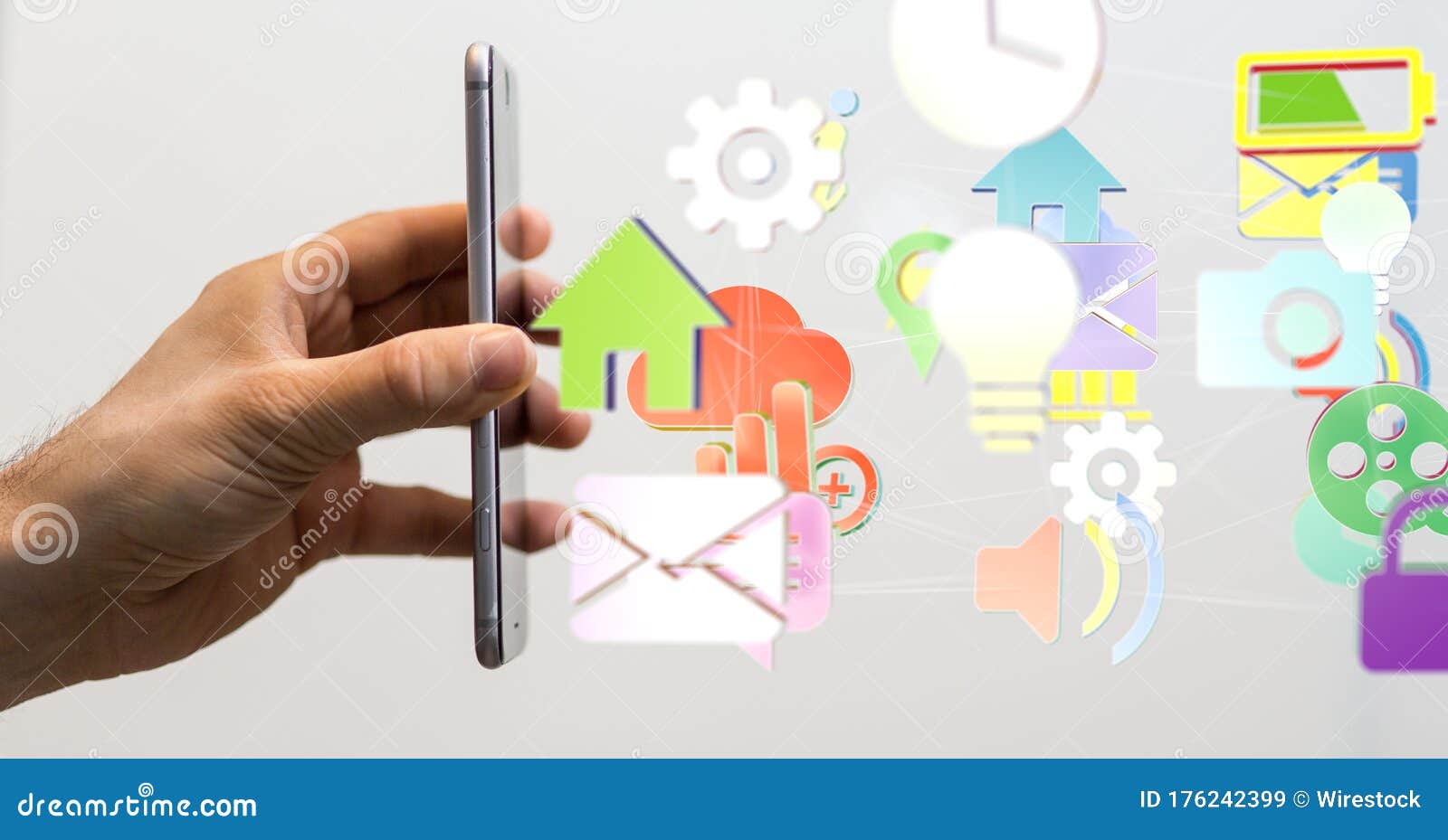 Person Presenting the Virtual Projection of Technology and ...