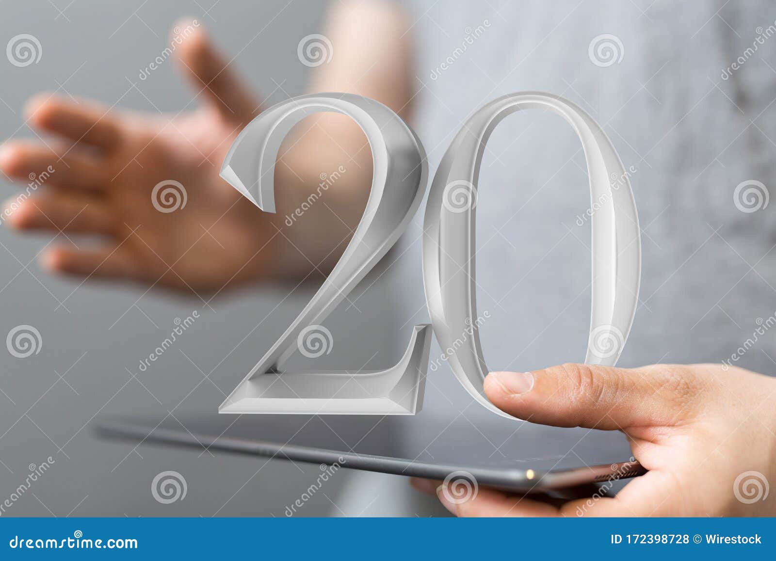 Person Presenting a Visual Projection of a Digital Number Twenty at a ...
