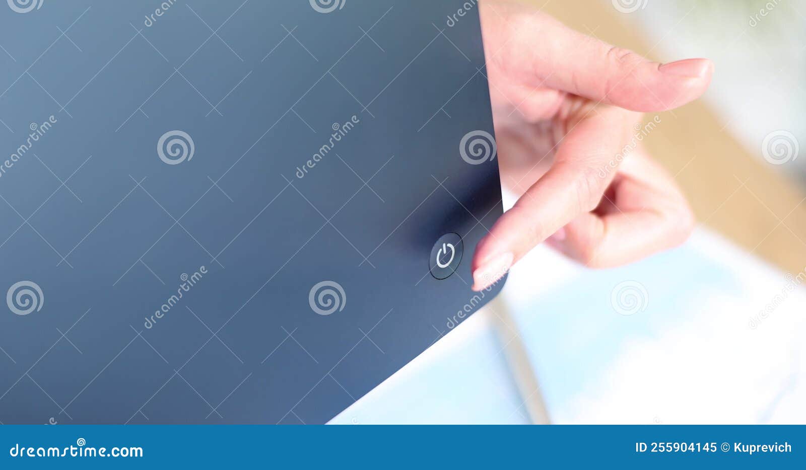 Person Press Power Button on Modern Technology Stock Video - Video of ...