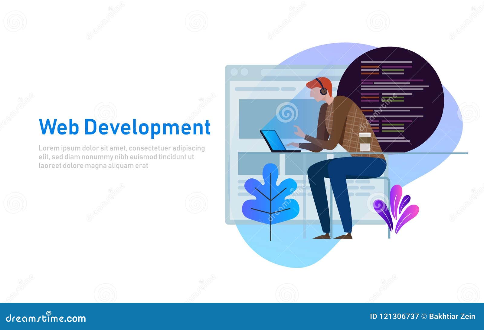 Person Programmer Working On Laptop With Program Code On Screen Coding And Programming Vector 6291