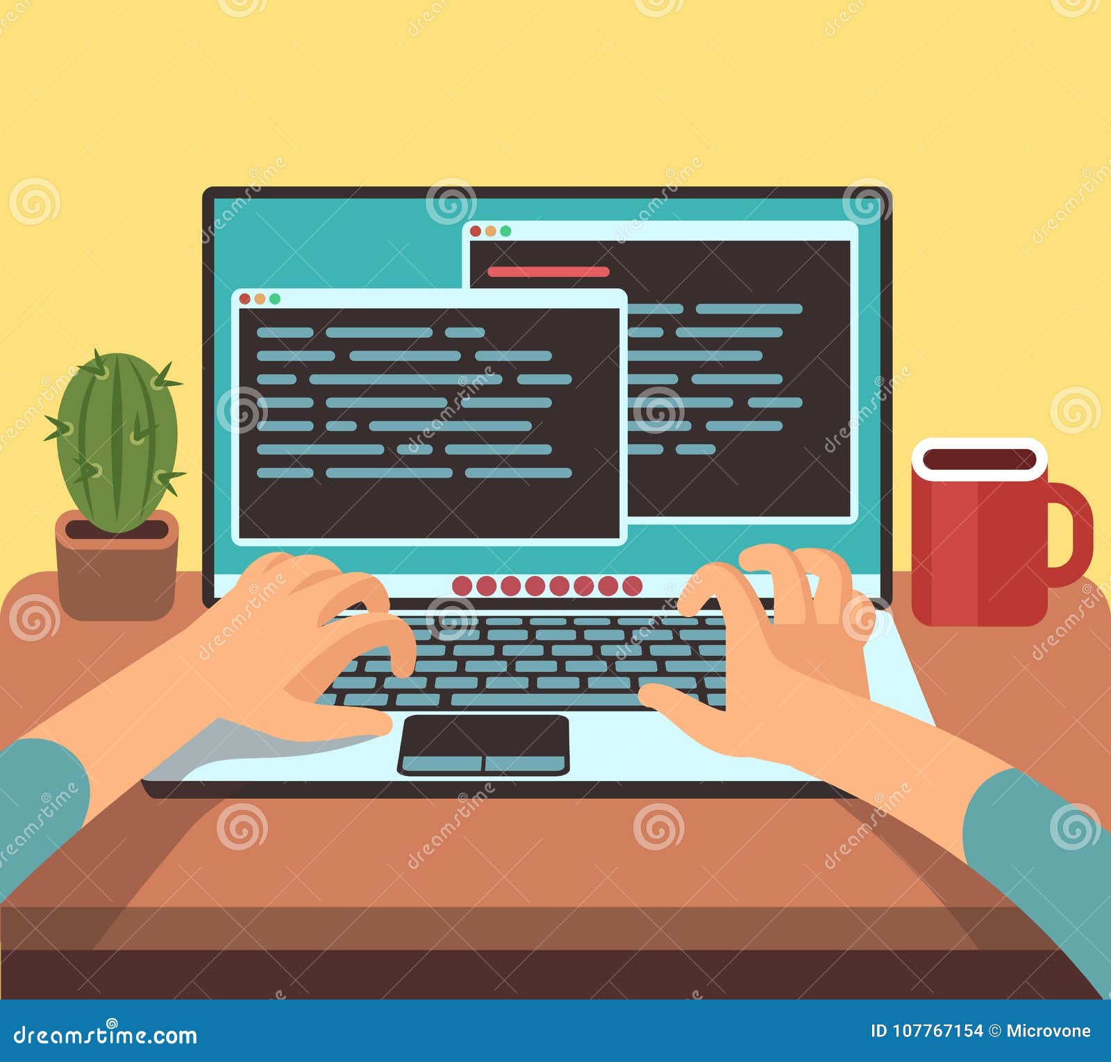 Person Programmer Working On Pc Laptop With Program Code On Screen