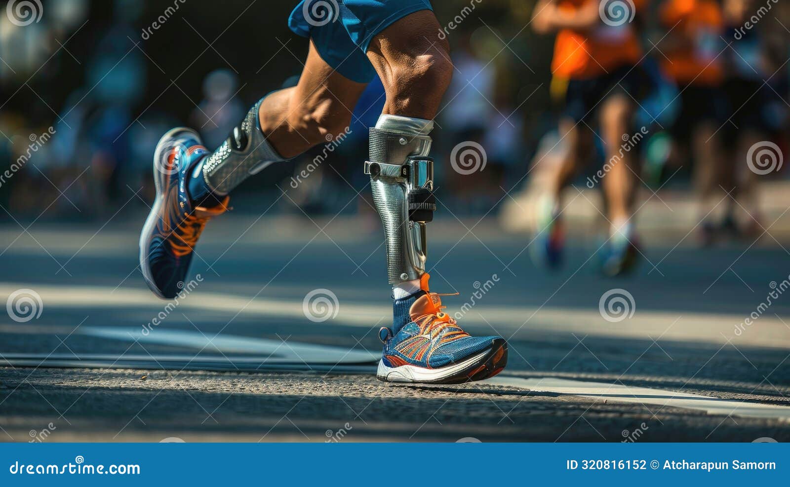 Person with a Prosthetic Leg Running in a Marathon. Stock Photo - Image ...