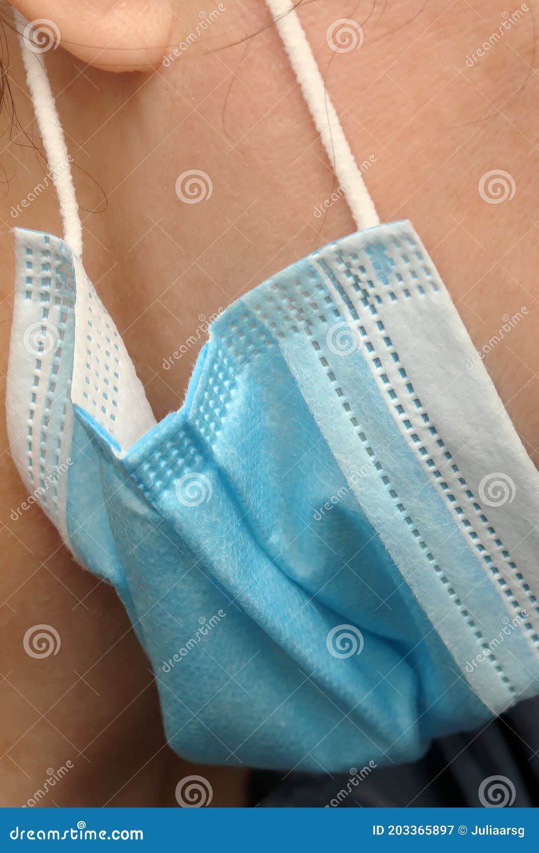 Person Pulled Mask Down. Unacceptable Usage. Safe Environment Stock ...