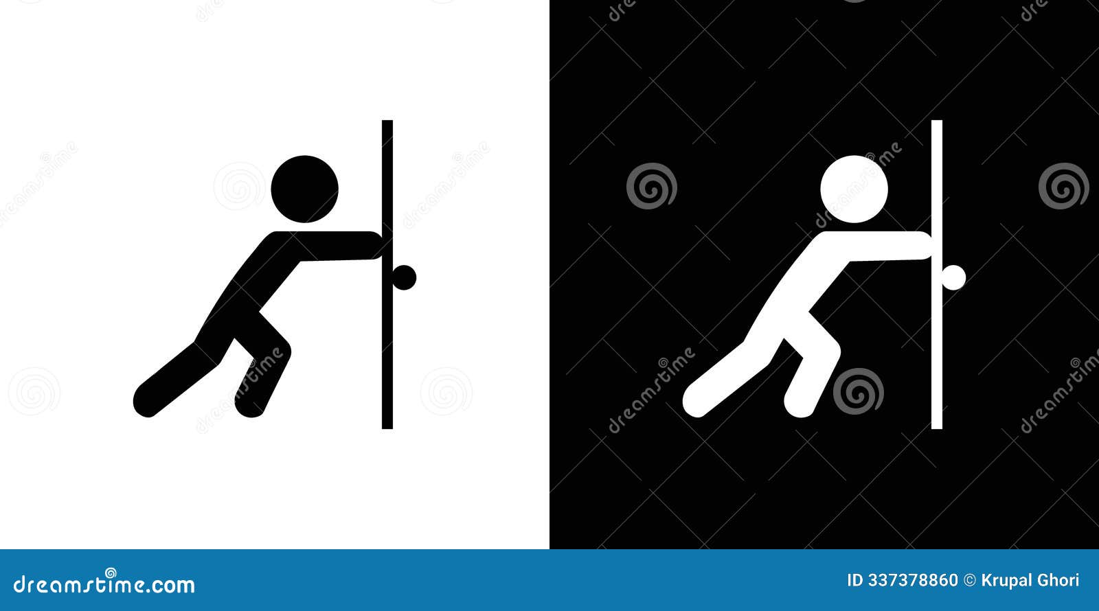 Person Push the Door Icon Isolated Flat Vector in Outline Stock ...
