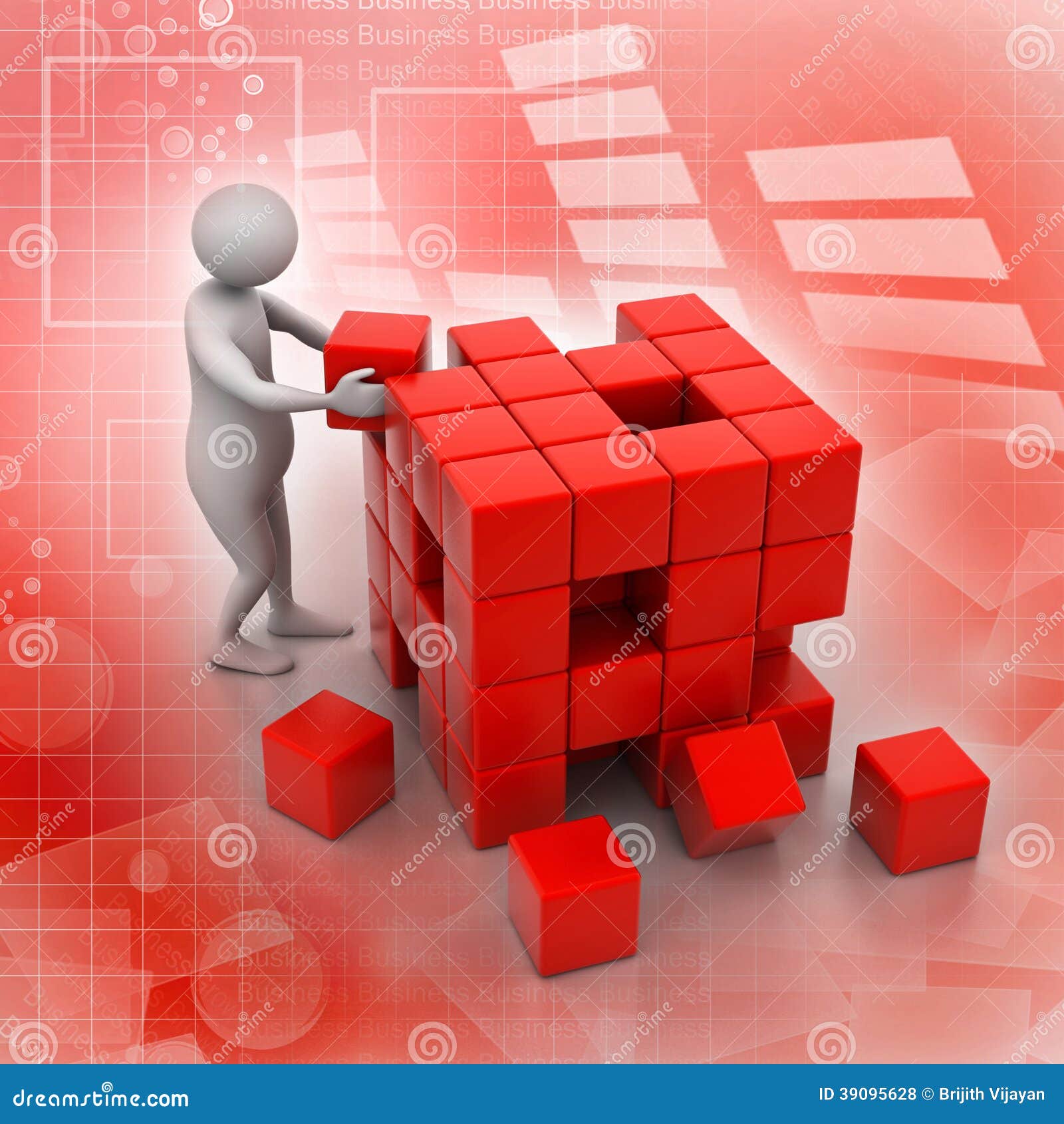 3d Man Pushing A Cube Royalty-Free Stock Photography | CartoonDealer ...