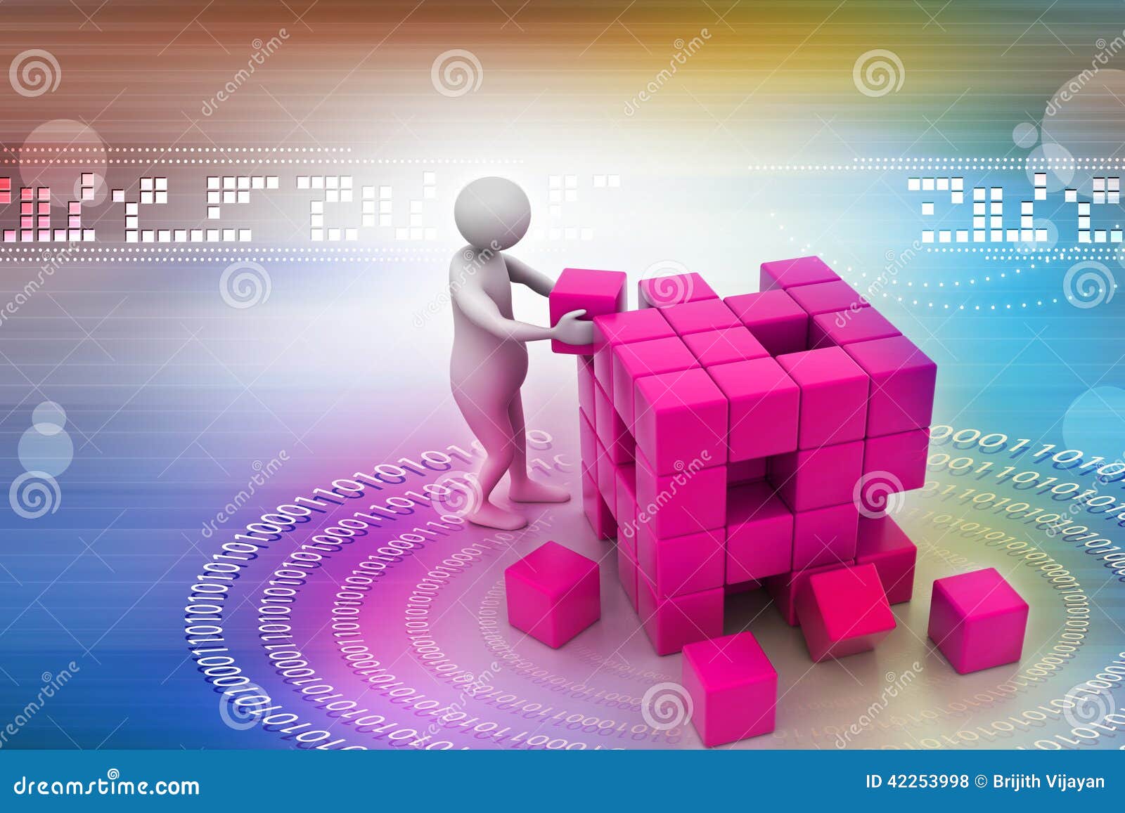 3d Person Pushing Ball Uphill Stock Illustration | CartoonDealer.com ...