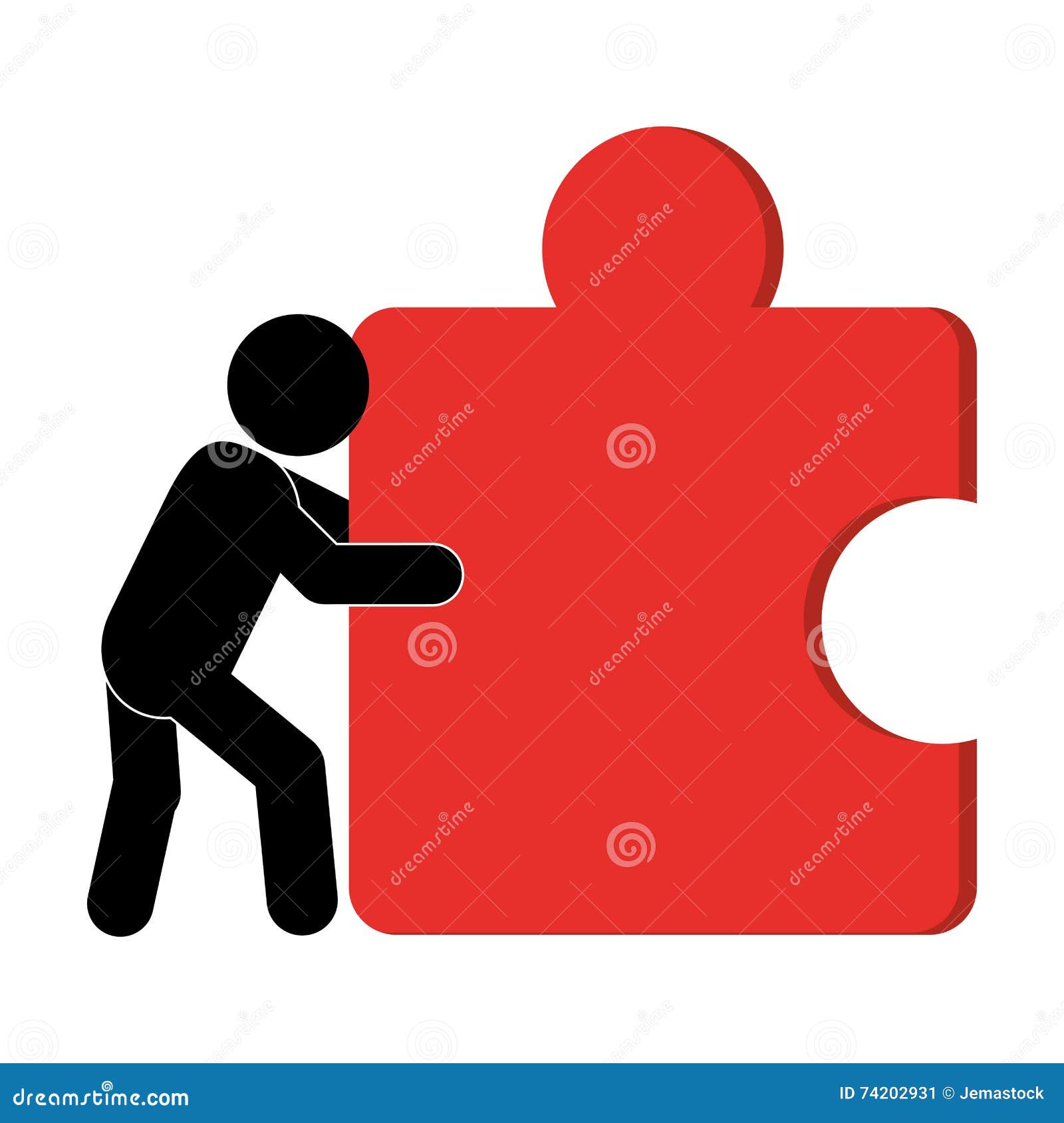Person Pushing Puzzle Piece Icon Stock Illustration - Illustration of ...