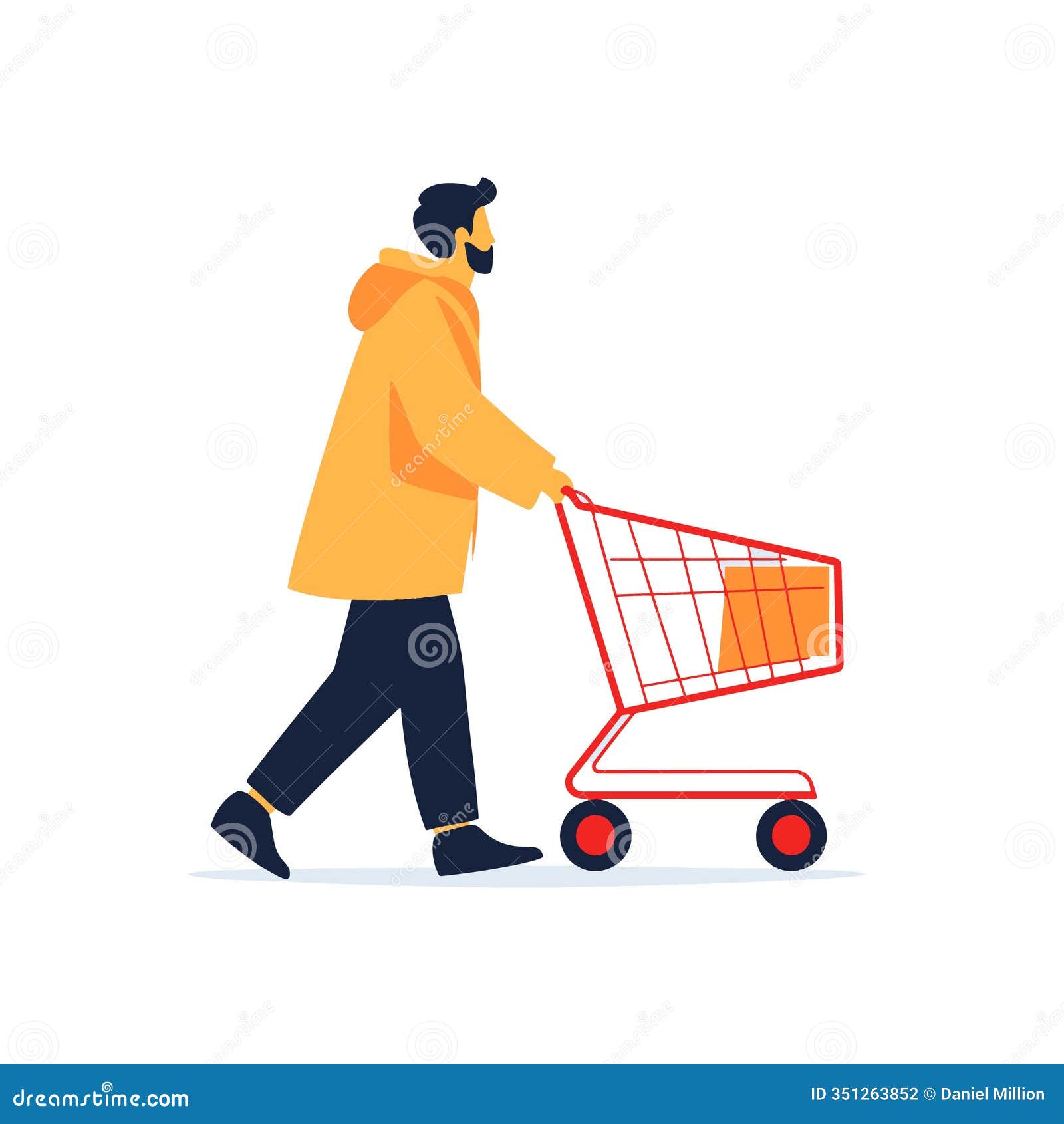 Person Pushing Shopping Cart Icon Cartoon Vector | CartoonDealer.com ...