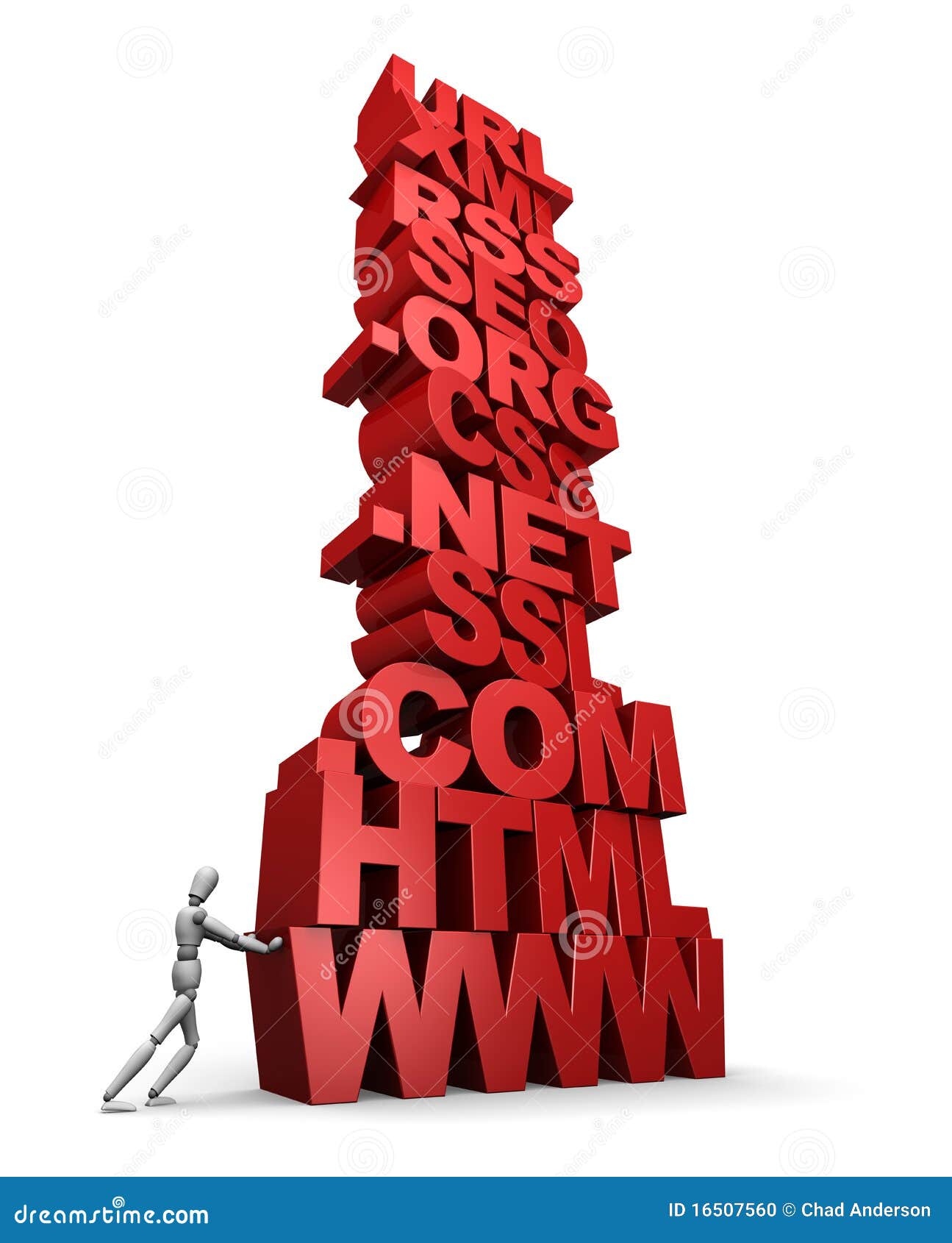 Person Pushing Stack of Web Words Stock Illustration - Illustration of ...