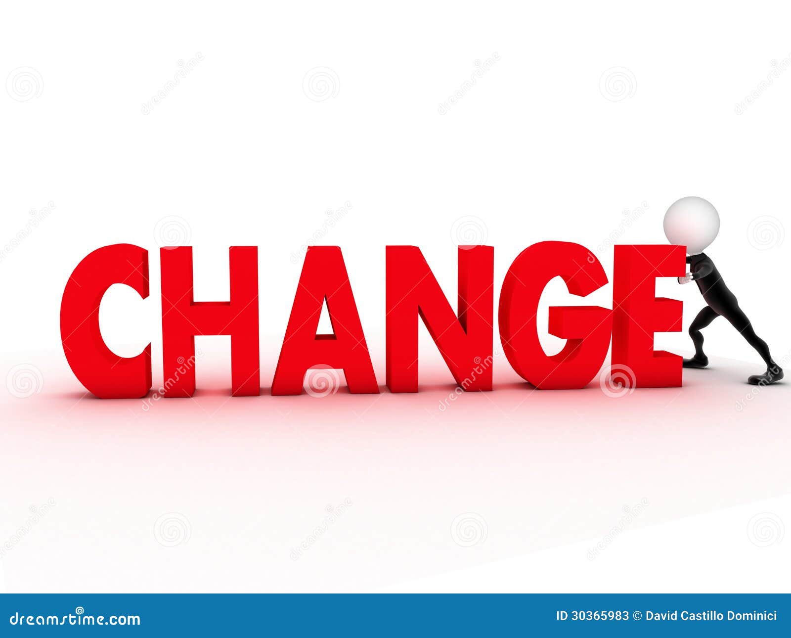 Person Pushing a Word Change Stock Illustration - Illustration of ...