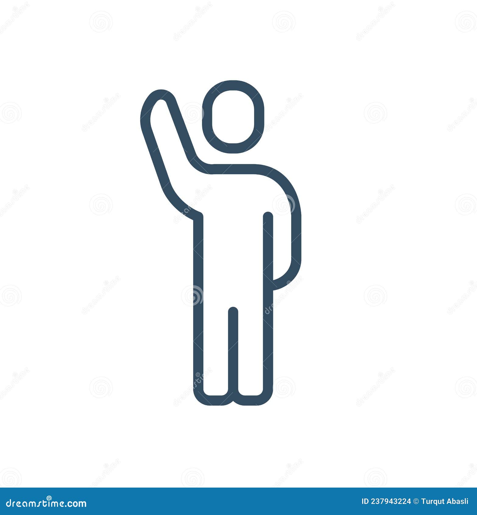 Person with Raised Hand Outline Editable Line Icon Stock Vector ...