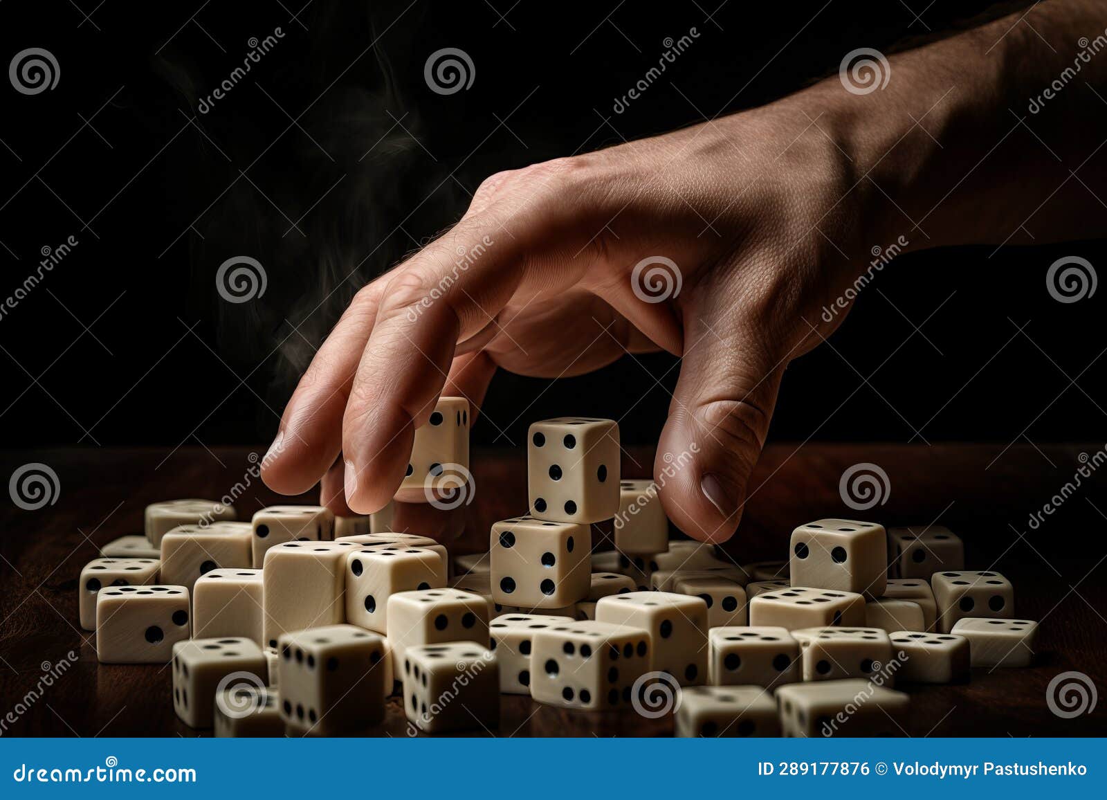 Person is Reaching for Dice on Table with Many Dices. Generative AI ...