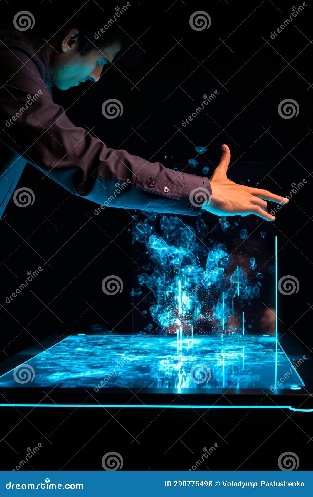 Person Reaching Out To Touch Screen with Their Hands. Generative AI ...