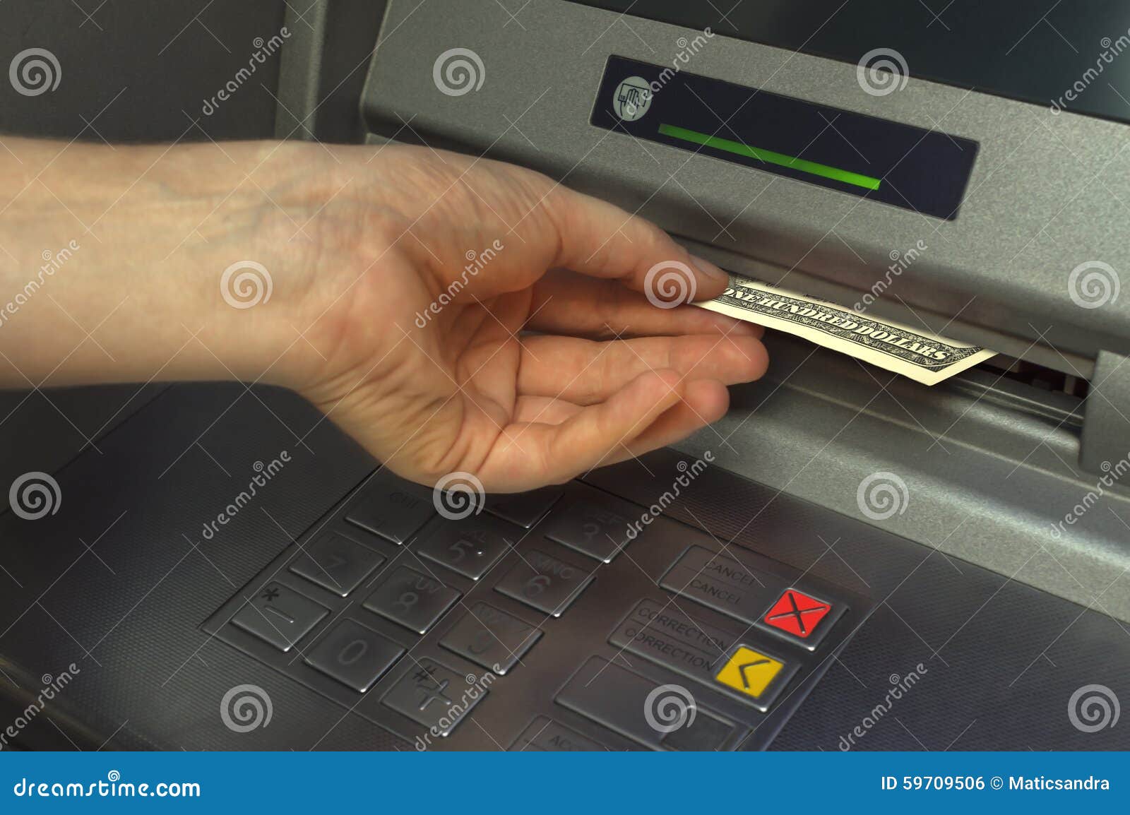 Person Receiving Money from the ATM. Stock Photo - Image of account ...