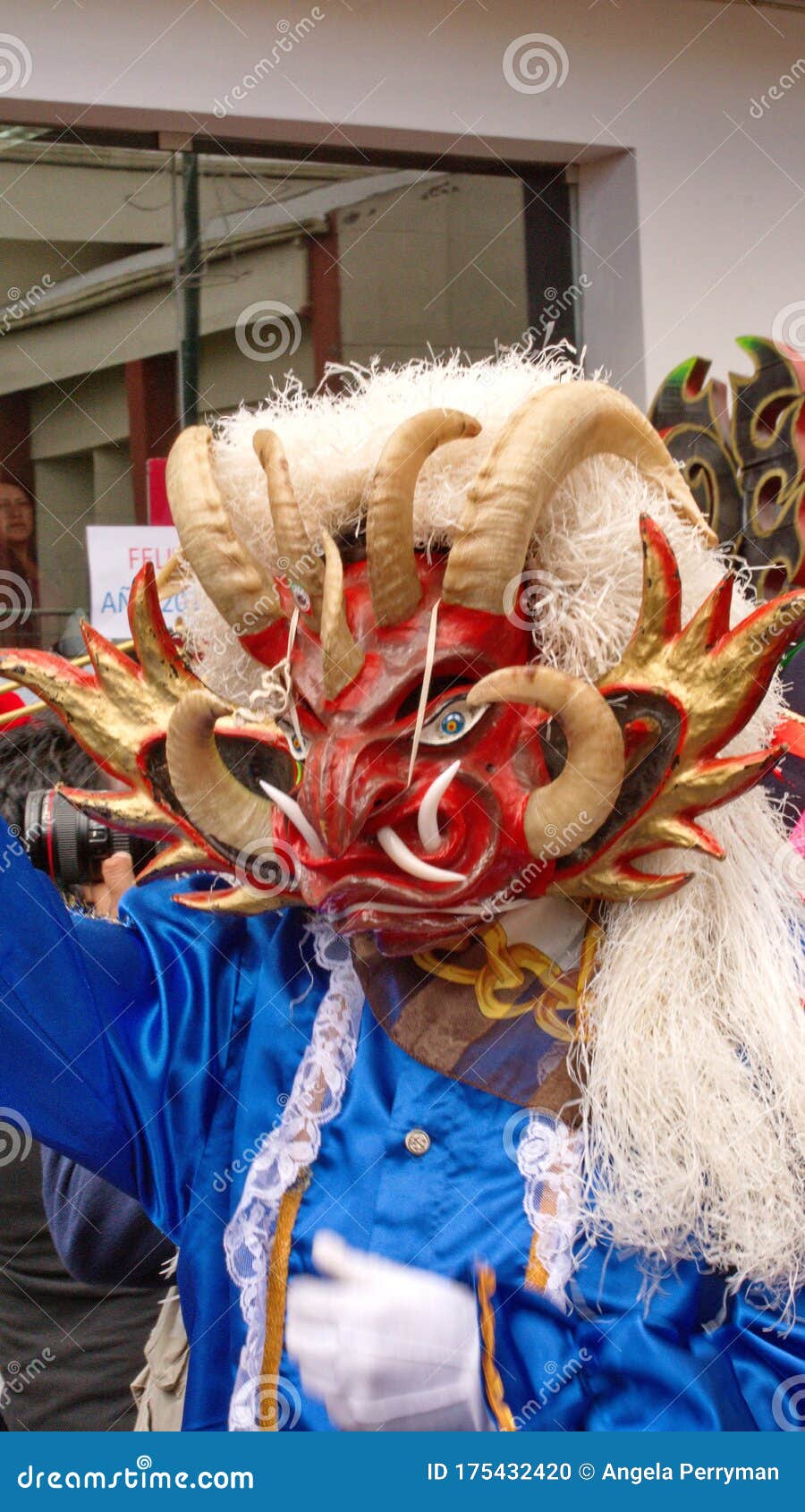 Person in a red devil mask editorial image. Image of parade - 175432420