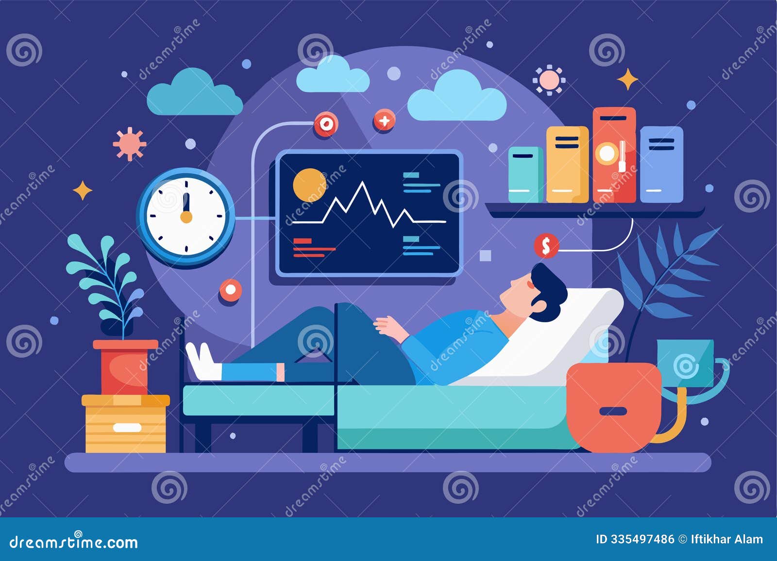 A Person Relaxes on a Semi-flat Surface while Using a Sleep Analysis ...