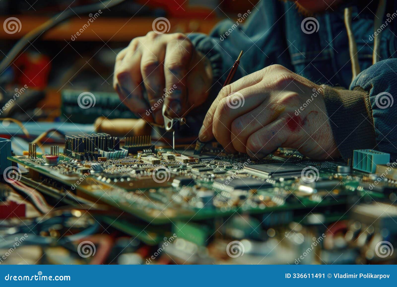 A Person Repairing a Computer Motherboard Stock Image - Image of tech ...