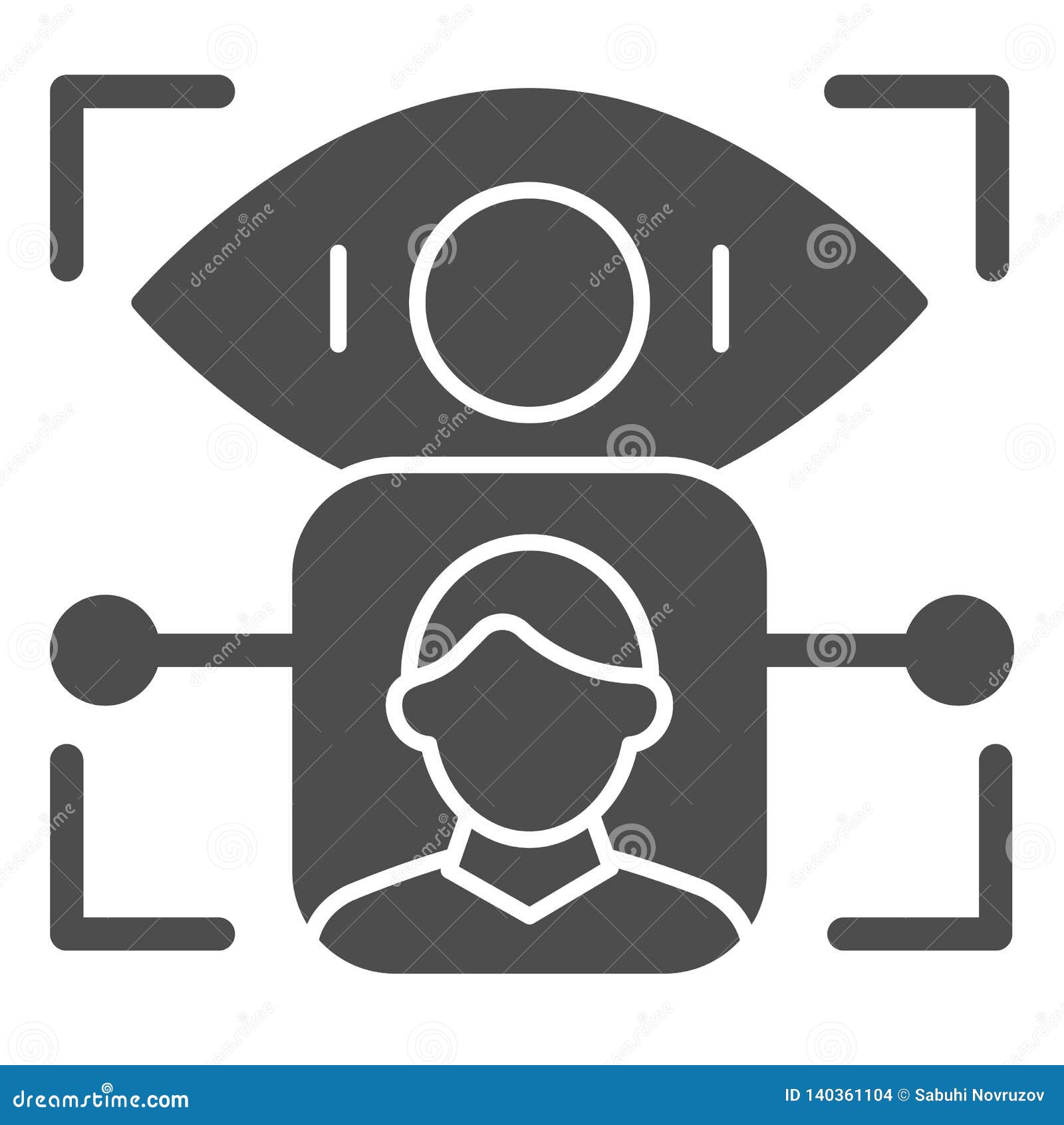 Person Retina Recognition Solid Icon. User Eye Identification Vector ...