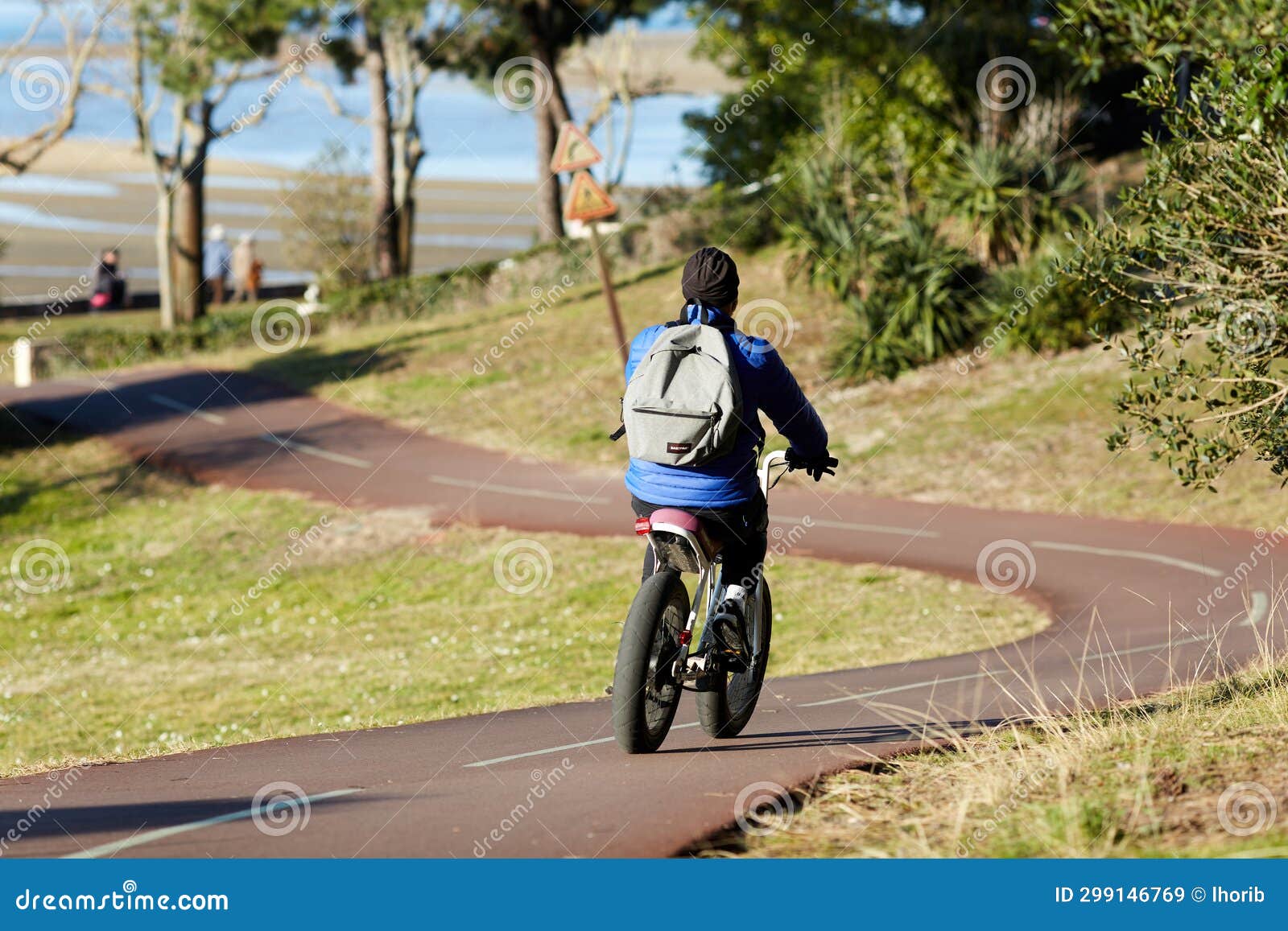 Person Riding a Bicycle on a Cycle Path Editorial Stock Image - Image ...