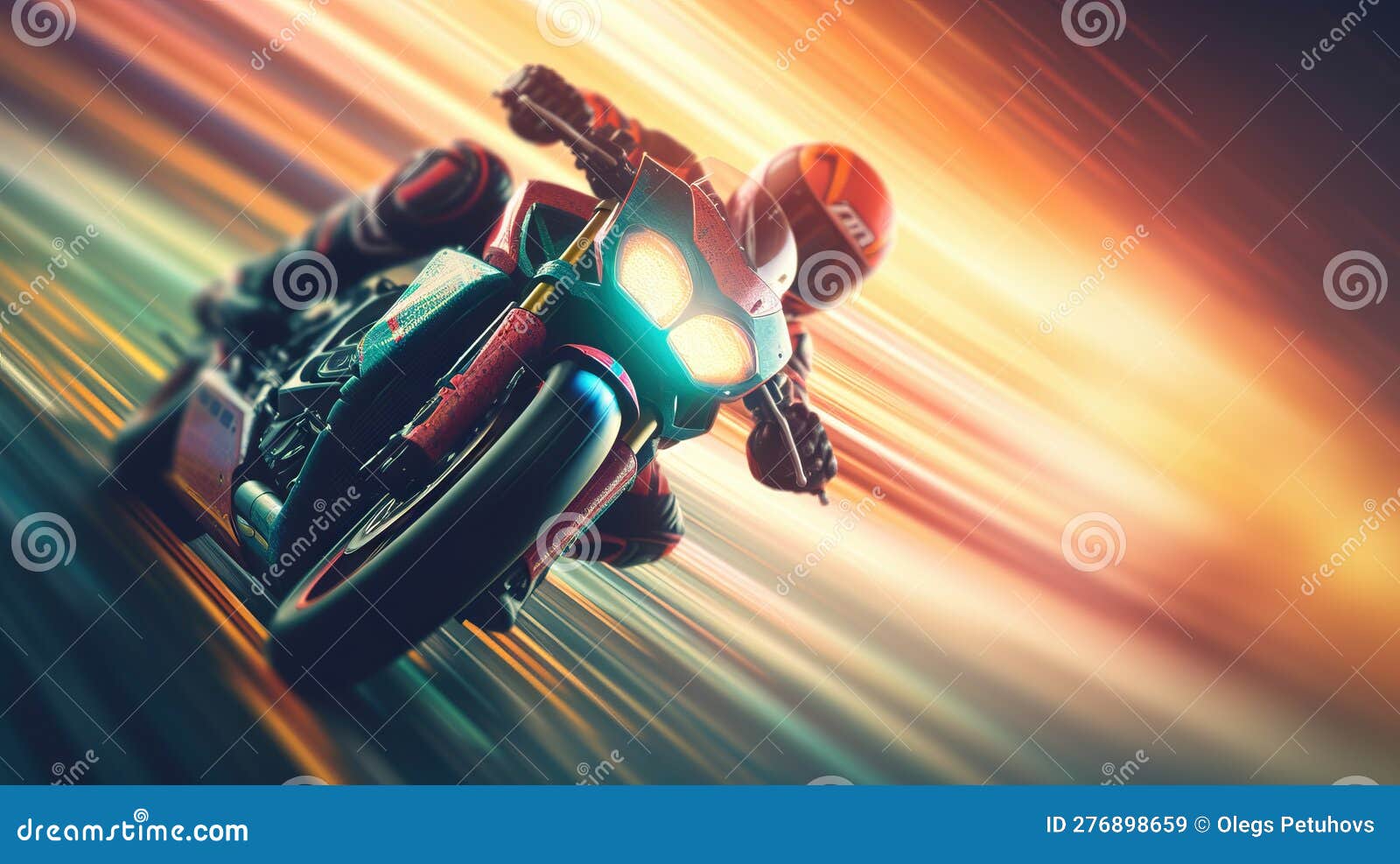A Person Riding a Motorcycle on a Track with a Blurry Background Stock ...