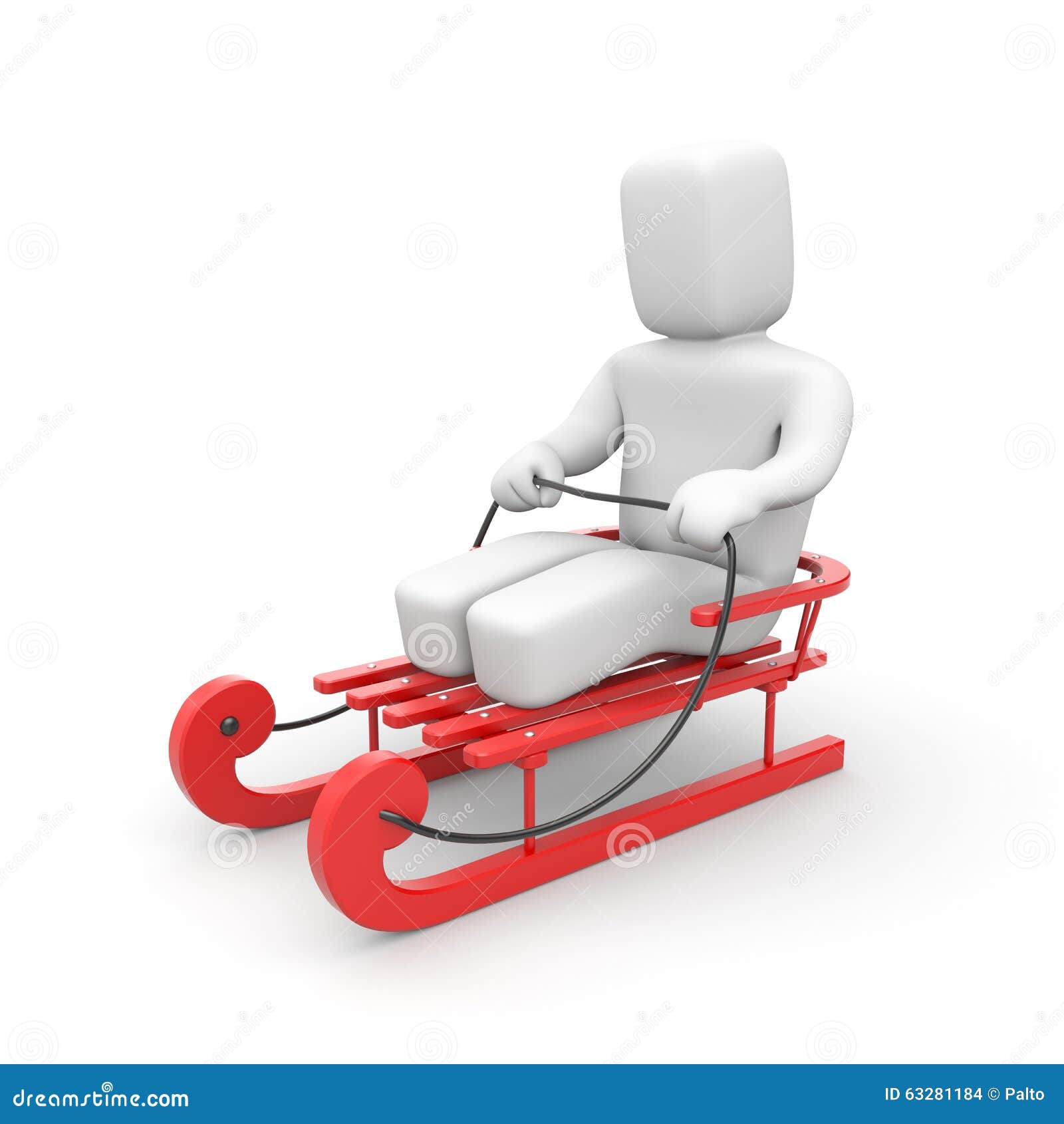 Person riding on red sled stock illustration. Illustration of cold ...