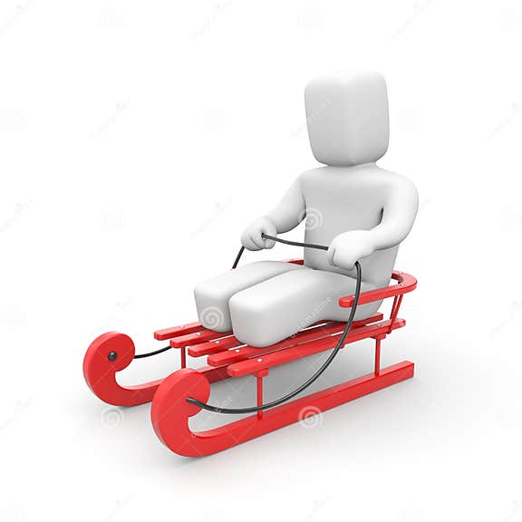 Person riding on red sled stock illustration. Illustration of cold ...