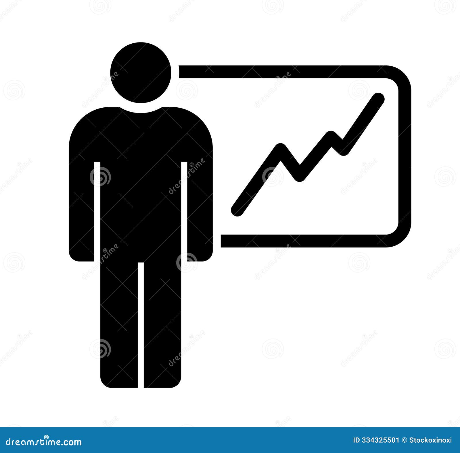Person and Rising Performance Chart Symbol Success Evaluation Icon ...