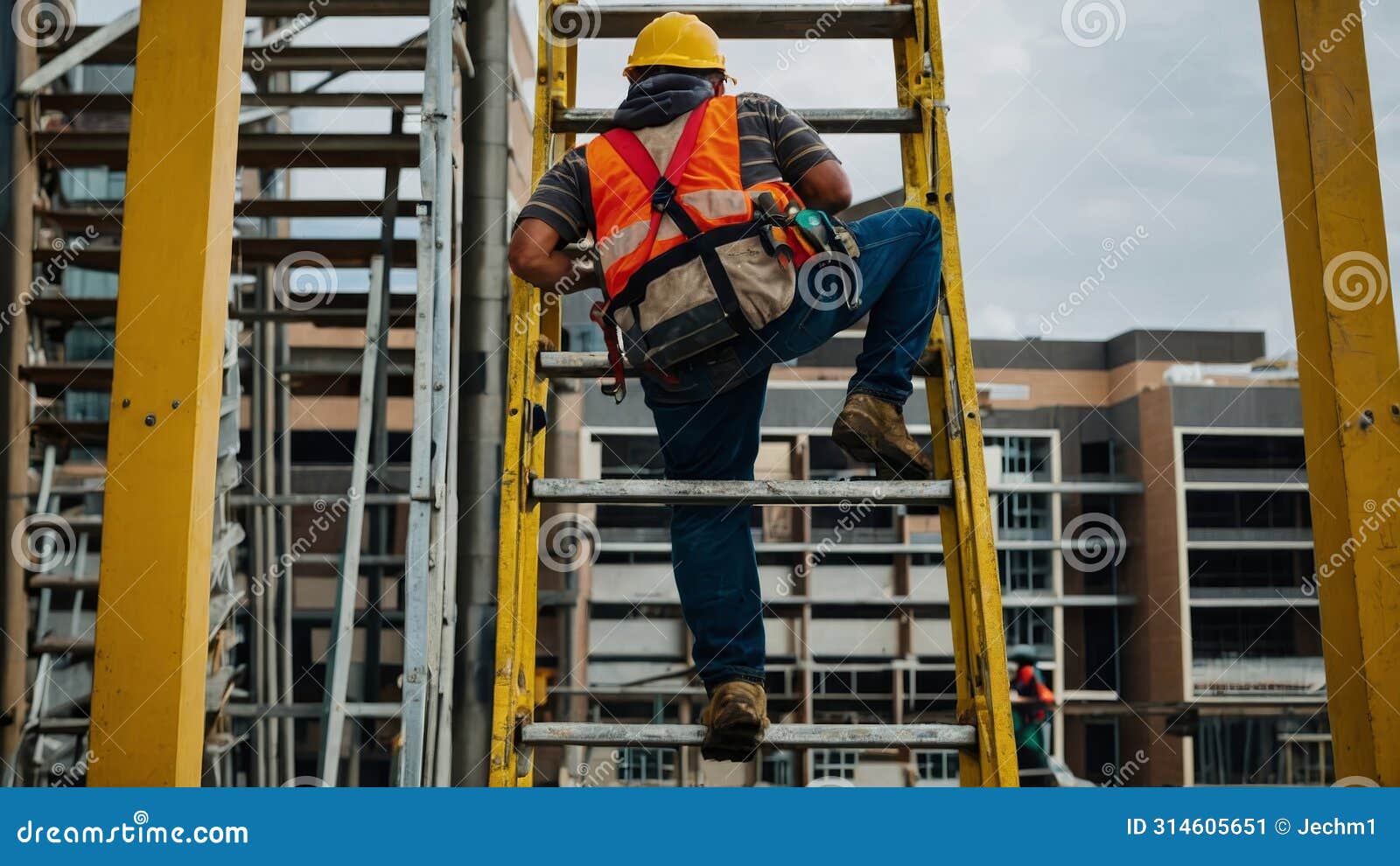 Person at Risk on Construction Site Stock Illustration - Illustration ...