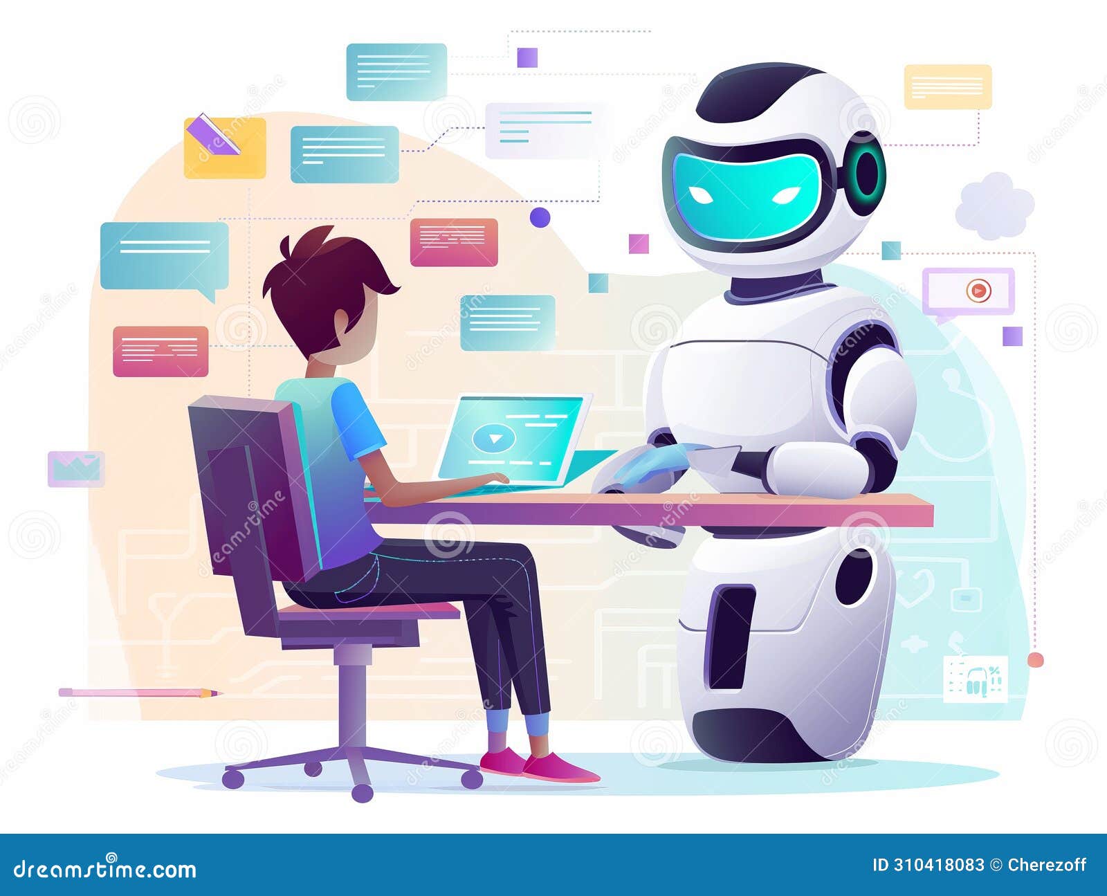 Future of Work: Human and Robot Collaboration Stock Image - Image of ...