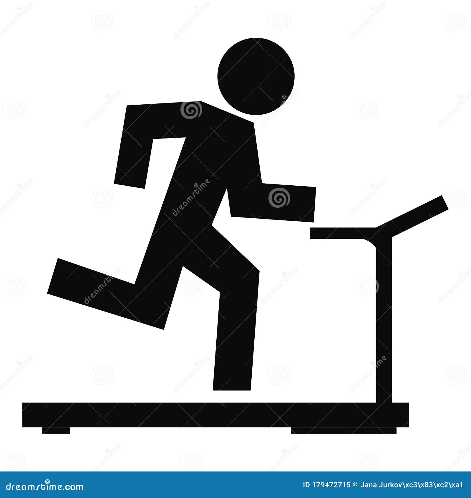 Person Run on Treadmill, Black Silhouette, Vector Icon Stock Vector ...