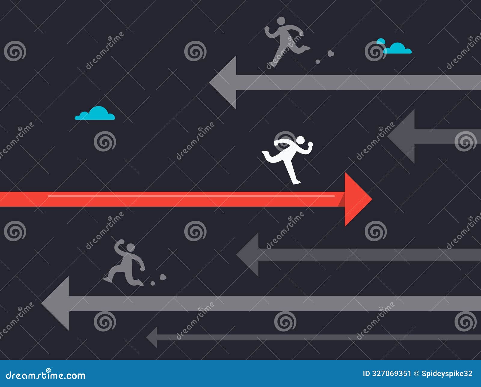 A Person is Running with Different Path from Others. Isolated Vector ...