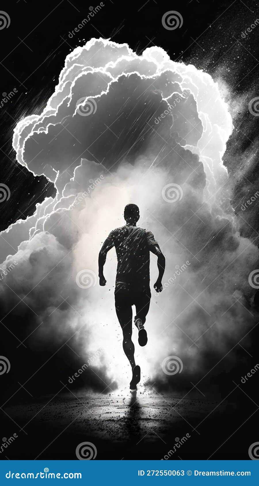 Person Running after His Problems. Mental Health Issues Illustration ...