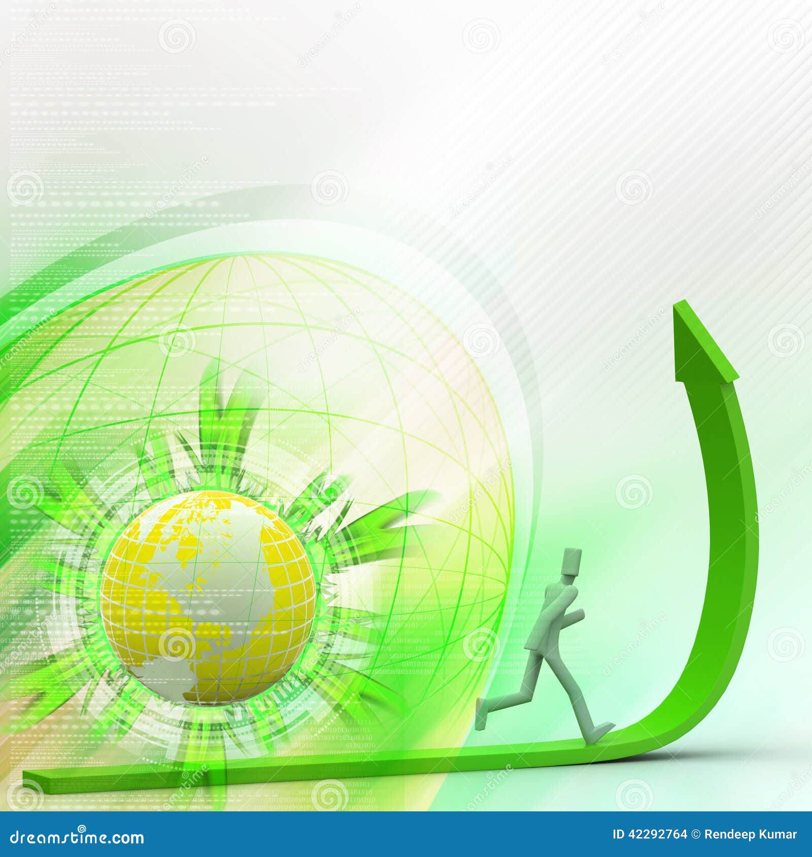 Person Running Up Green Rising Arrow Stock Illustration - Illustration ...