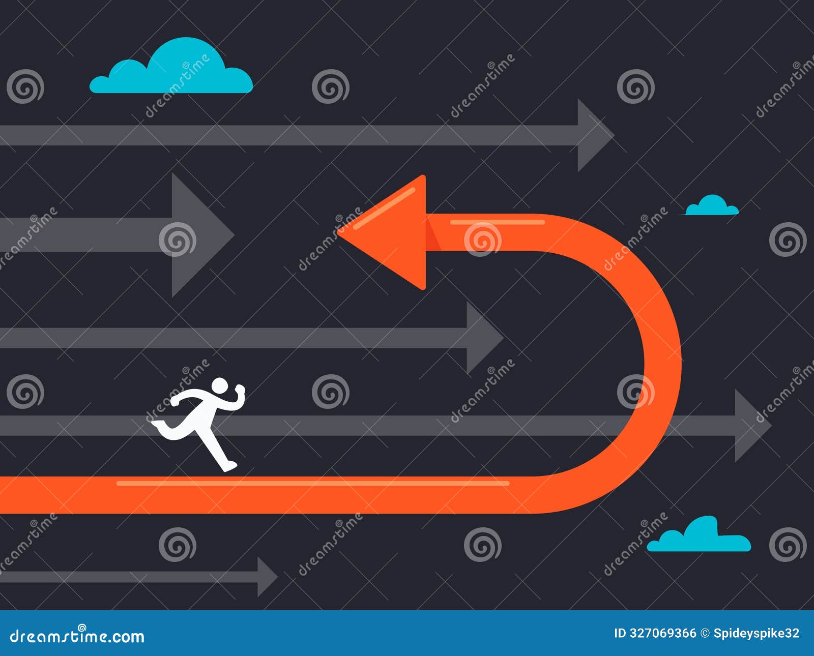 A Person is Running through the Way that Turning Back. Isolated Vector ...