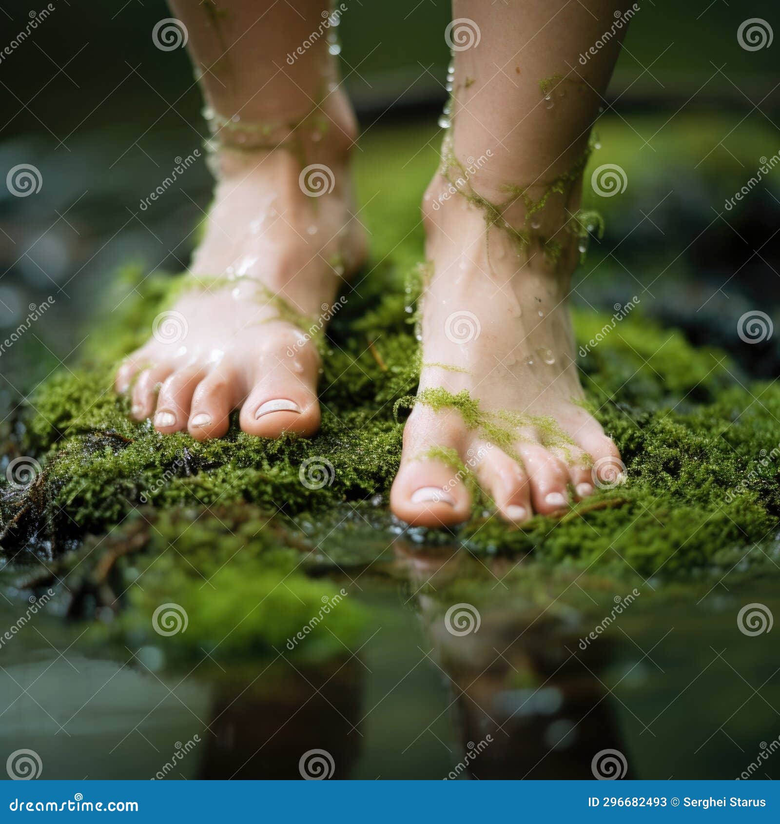 A Person& X27;s Bare Feet Standing in a Stream of Water, AI Stock Image ...