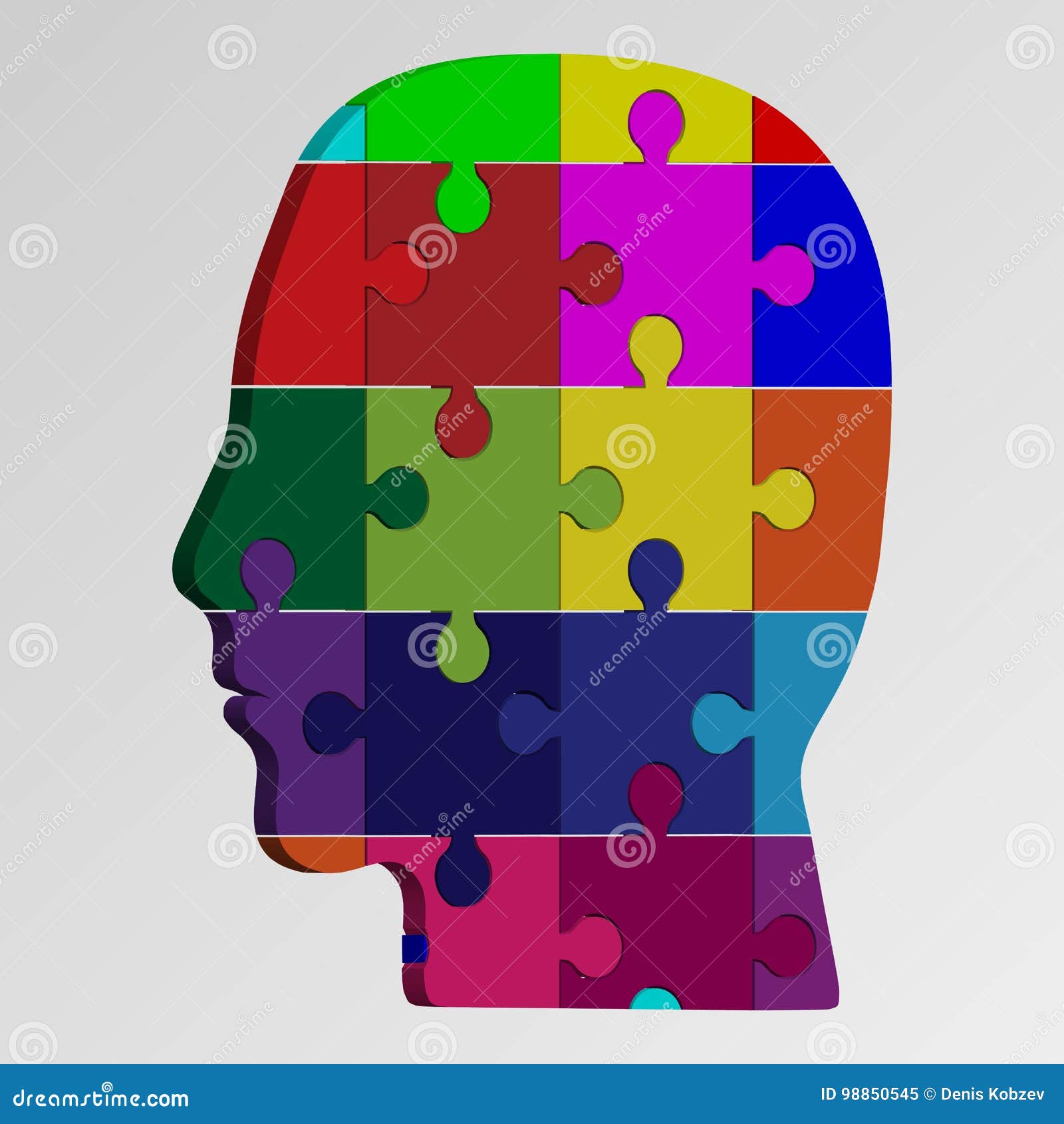 A Person`s Face Consists of a Multi-colored Puzzle. Vector Illustration ...