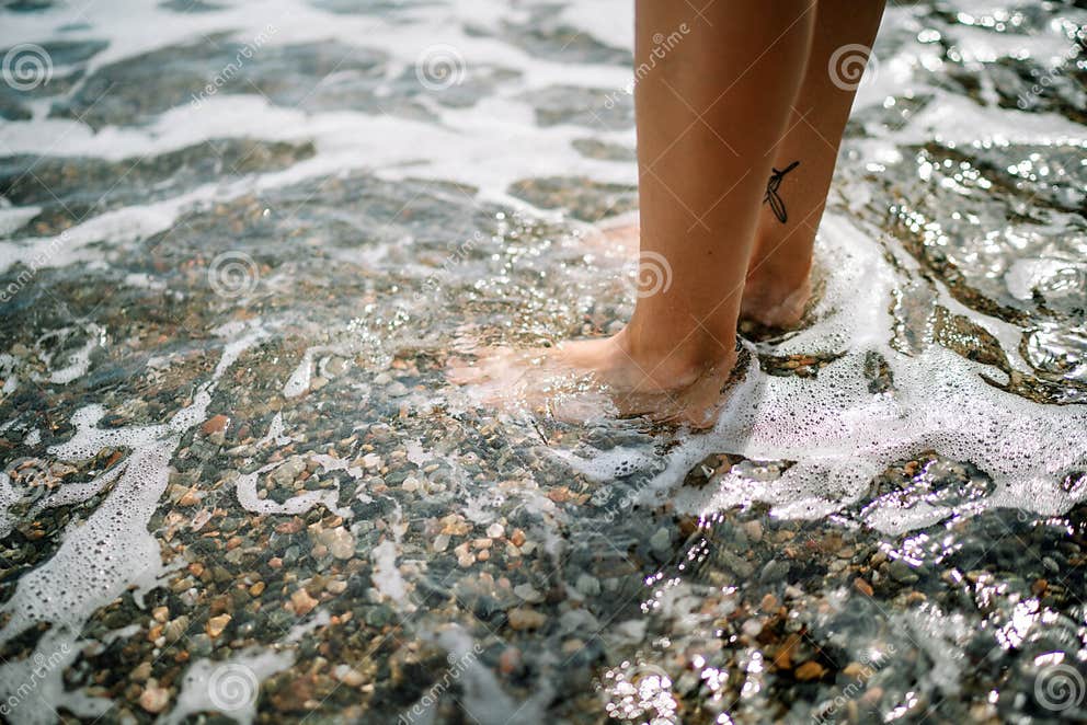Personand X27s Feet Submerged In Water Stock Image Image Of Flowing Vacation 320672885