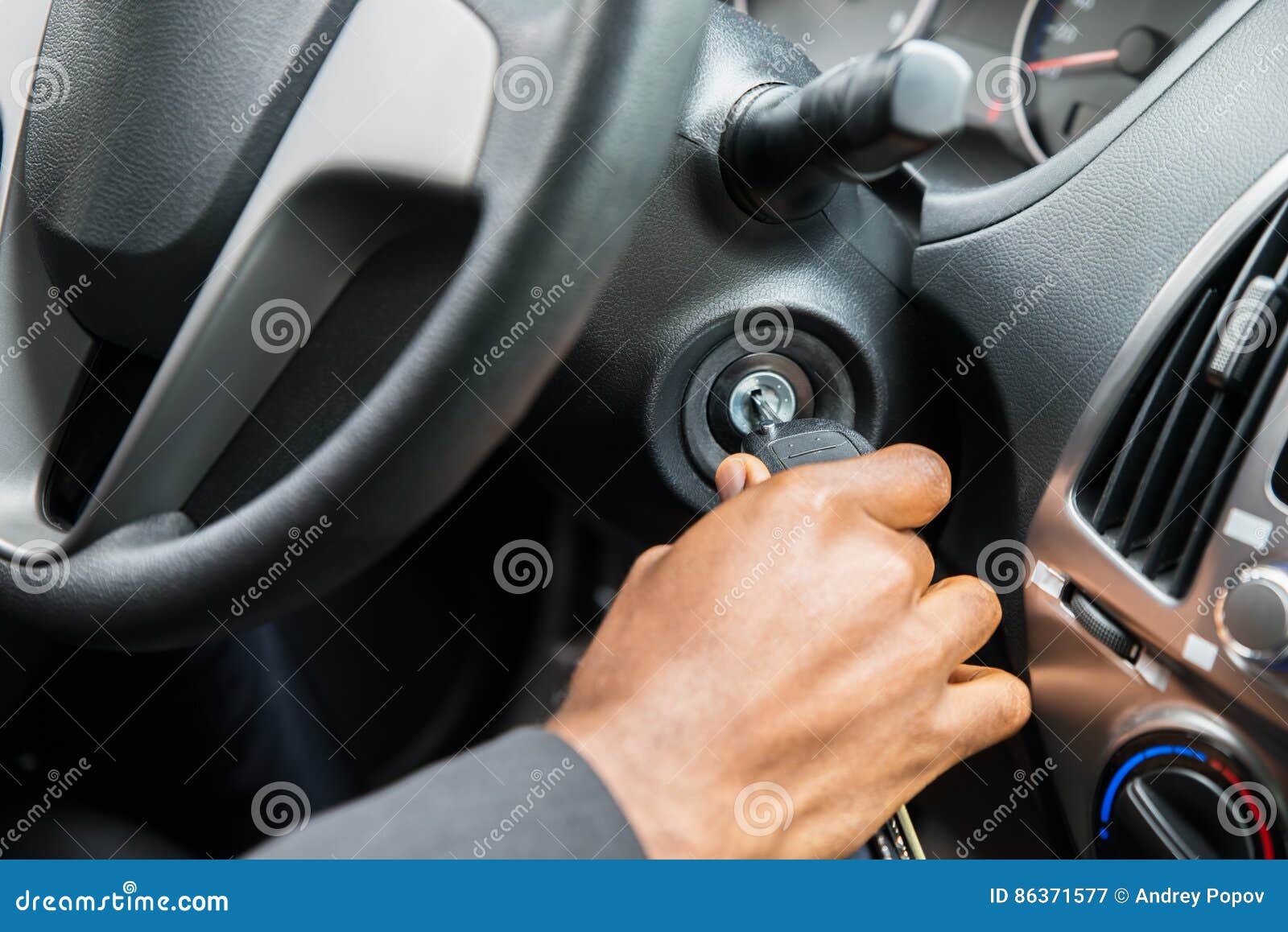 Person`s Hand Inserting Key To Start Car Stock Image - Image of access ...