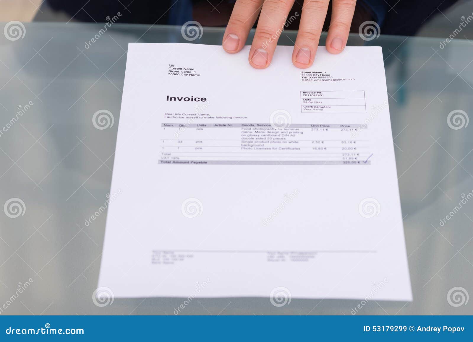 Person s hand with invoice stock image. Image of bill - 53179299