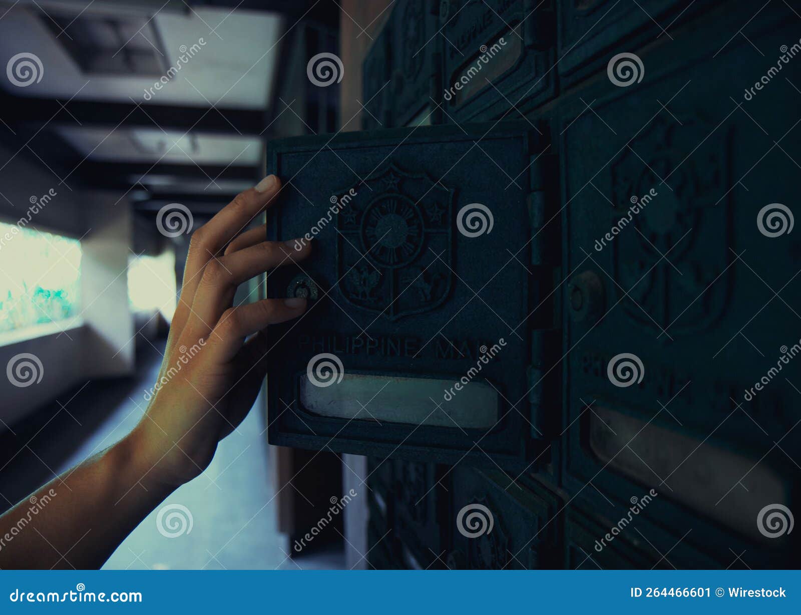 Person& X27;s Hand Opening Mail Box in Central Post Office Stock Image ...