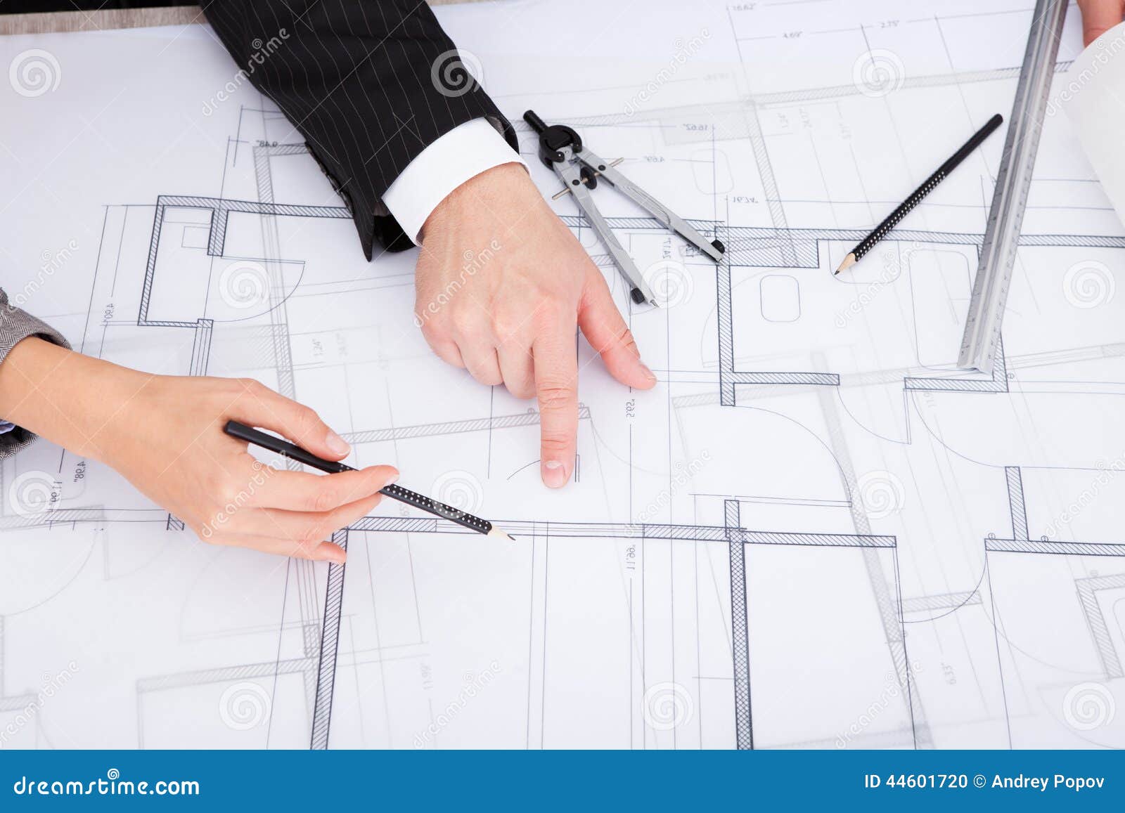 Person S Hand Pointing on Blue Print Stock Photo - Image of ...