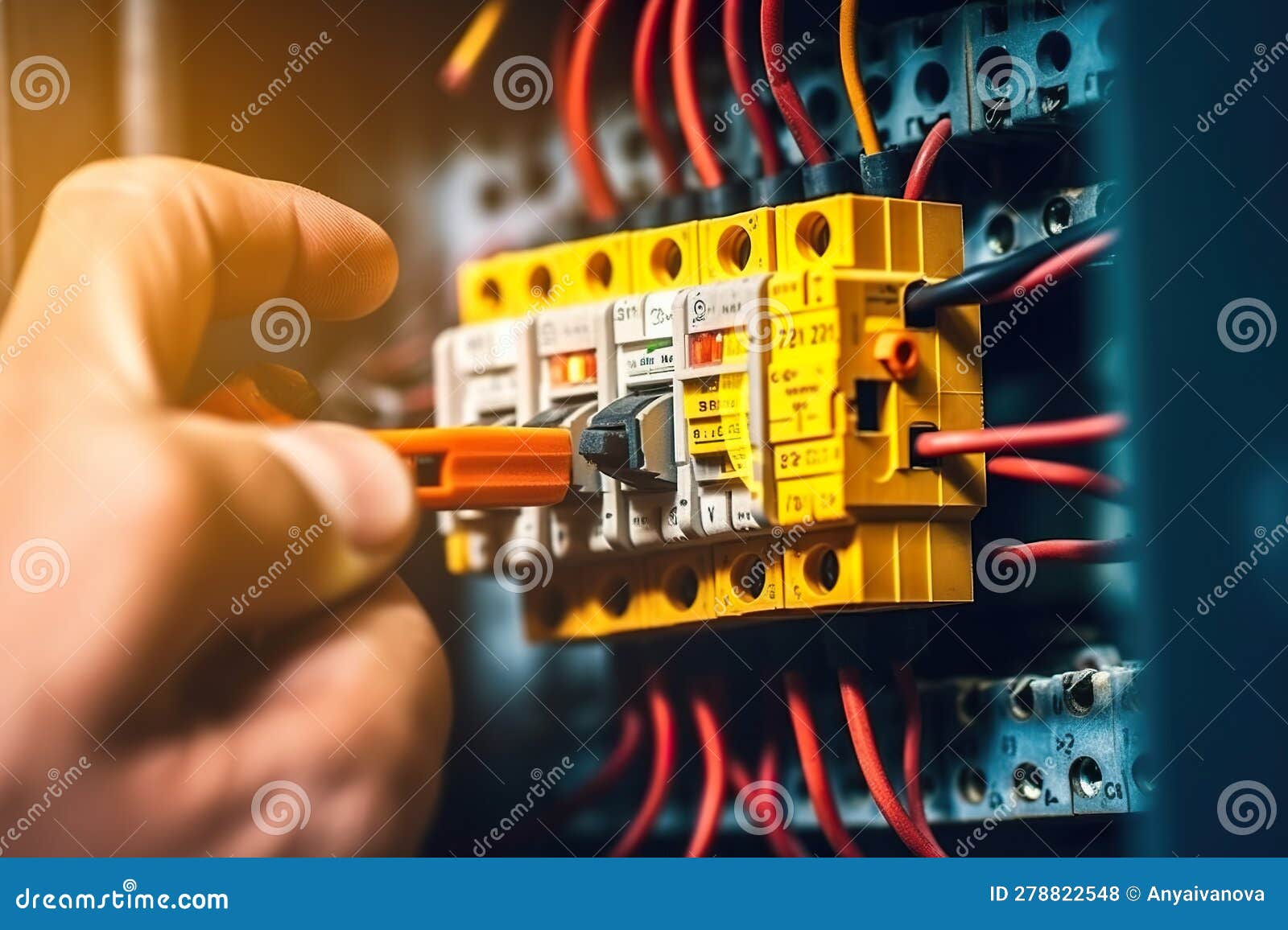 Hand is Pressing a Switch on a Switchboard. Generative AI Stock ...