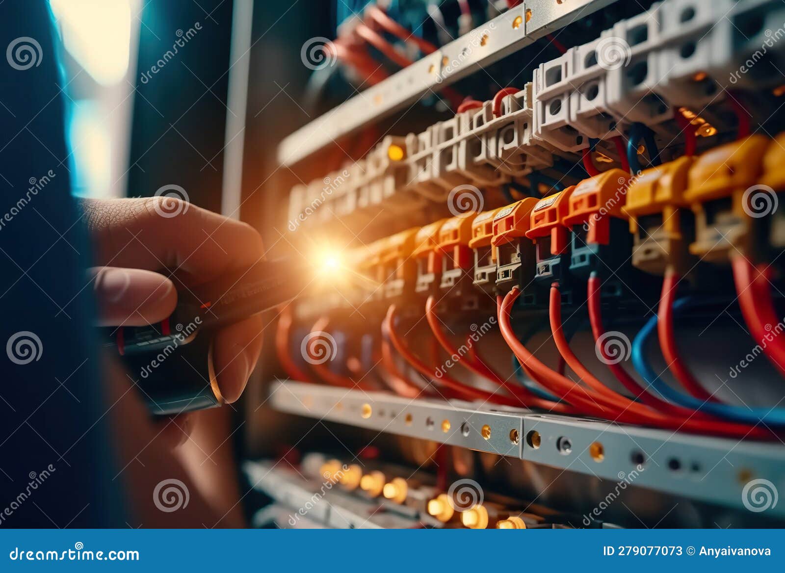 Hand is Pressing a Switch on a Switchboard. Generative AI Stock Illustration - Illustration of ...
