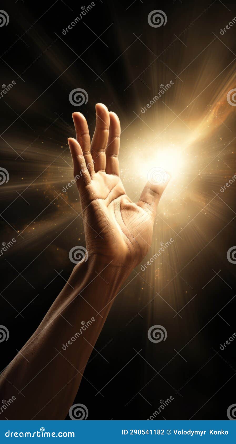 A Person& X27;s Hand Reaching Towards a Bright Light Stock Illustration ...