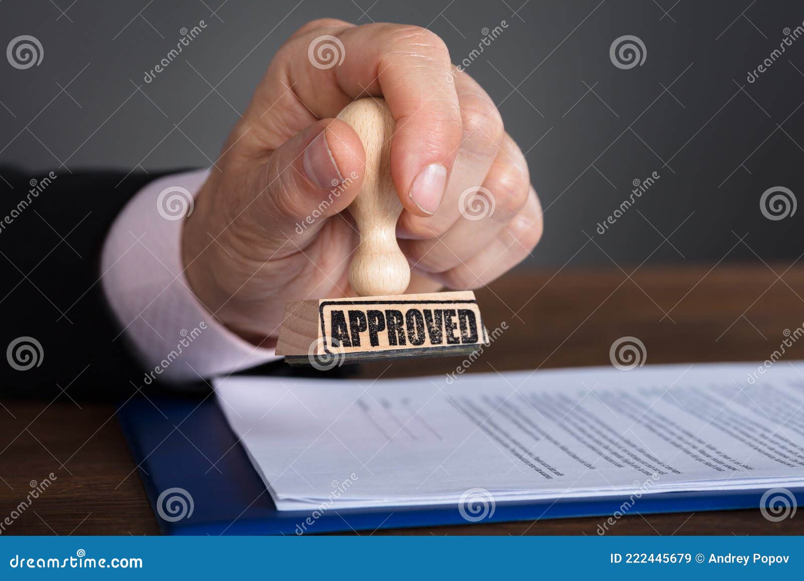 Person`s Hand Stamping on Approved Document Stock Image - Image of ...